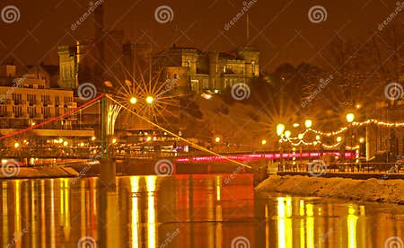 Inverness Castle and the River Ness at Night. Stock Image - Image of ...