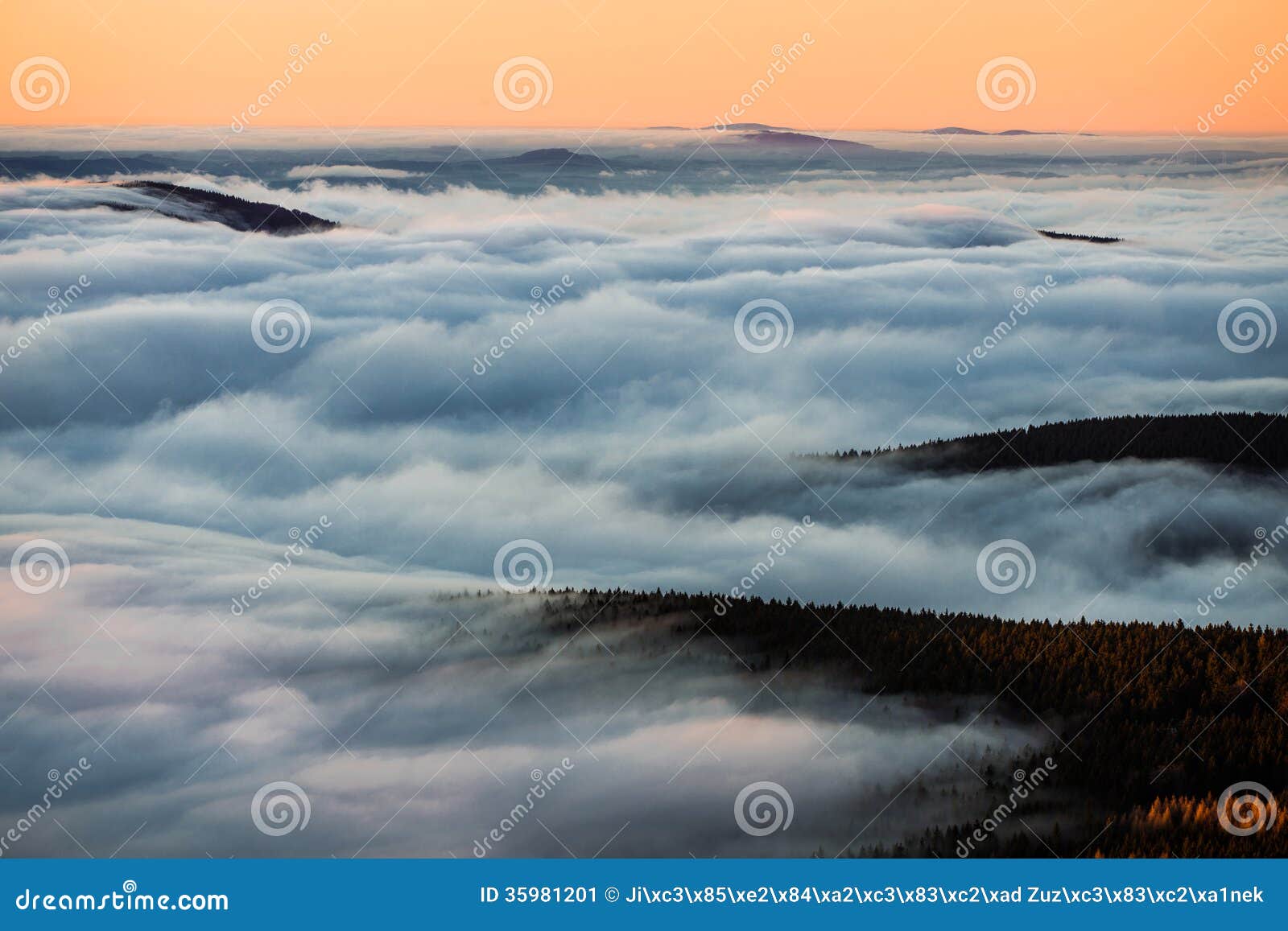 Inversion in the Valley at Sunset Stock Image - Image of morning ...