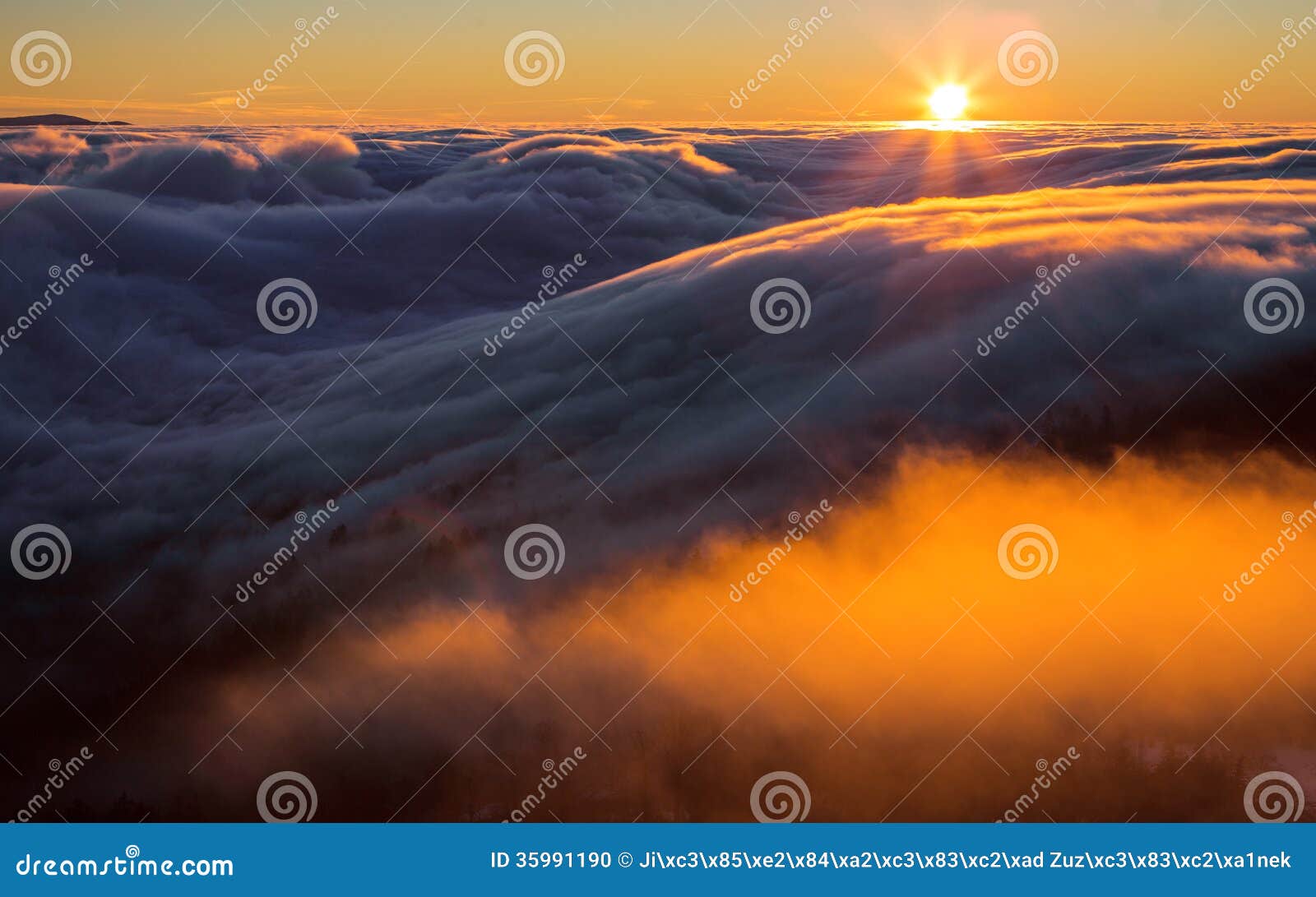 Inversion in the Valley at Sunset Stock Photo - Image of czech, sunset ...
