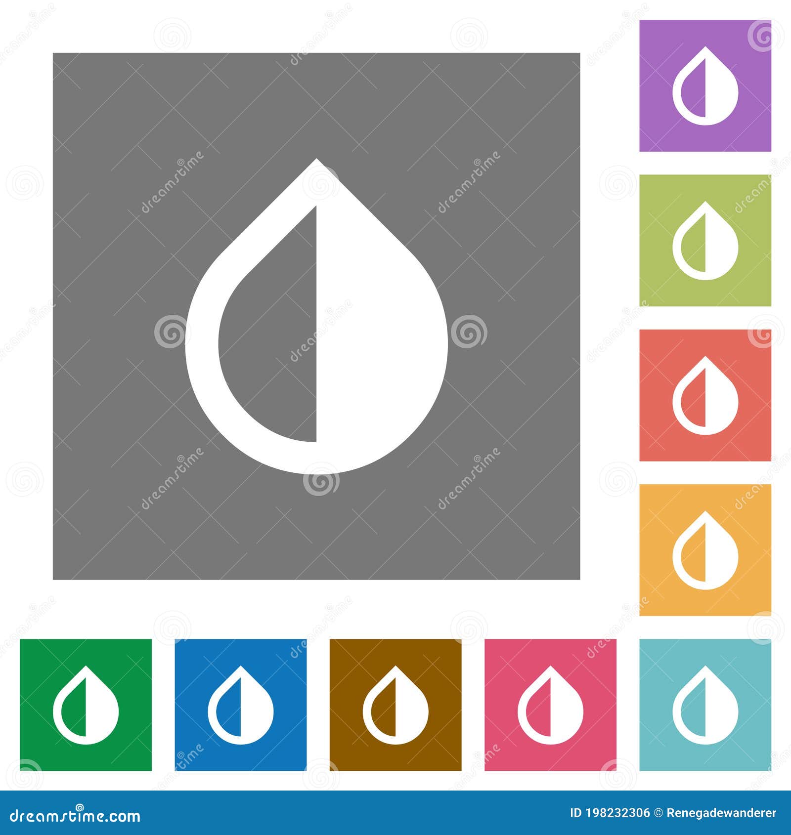 Invert Colors Square Flat Icons Stock Vector - Illustration of signs ...