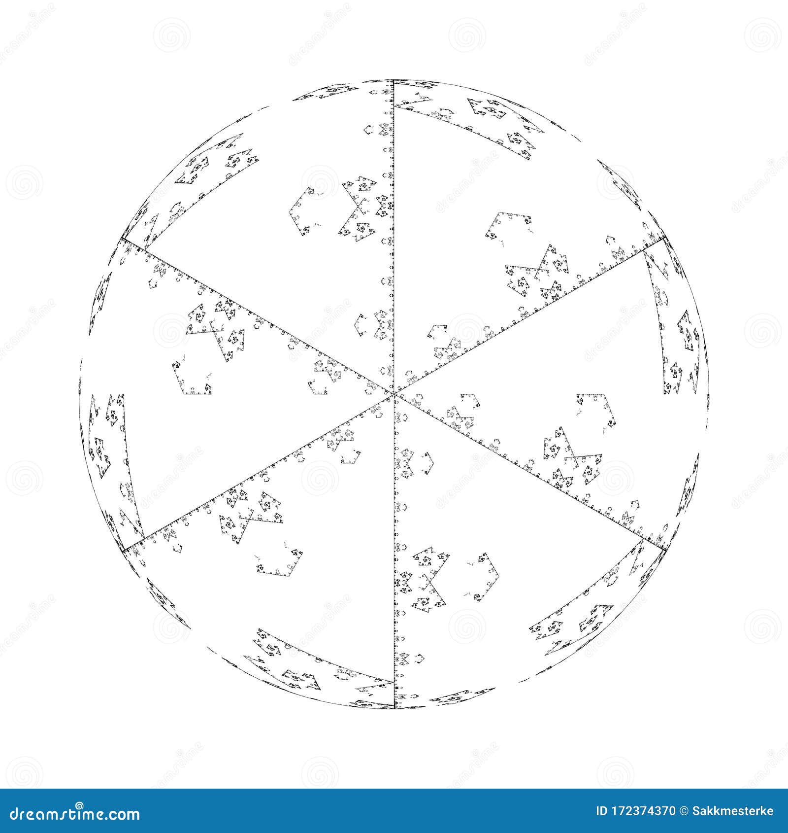 Inverted Circular Fractal Texture Isolated on White Background Stock ...