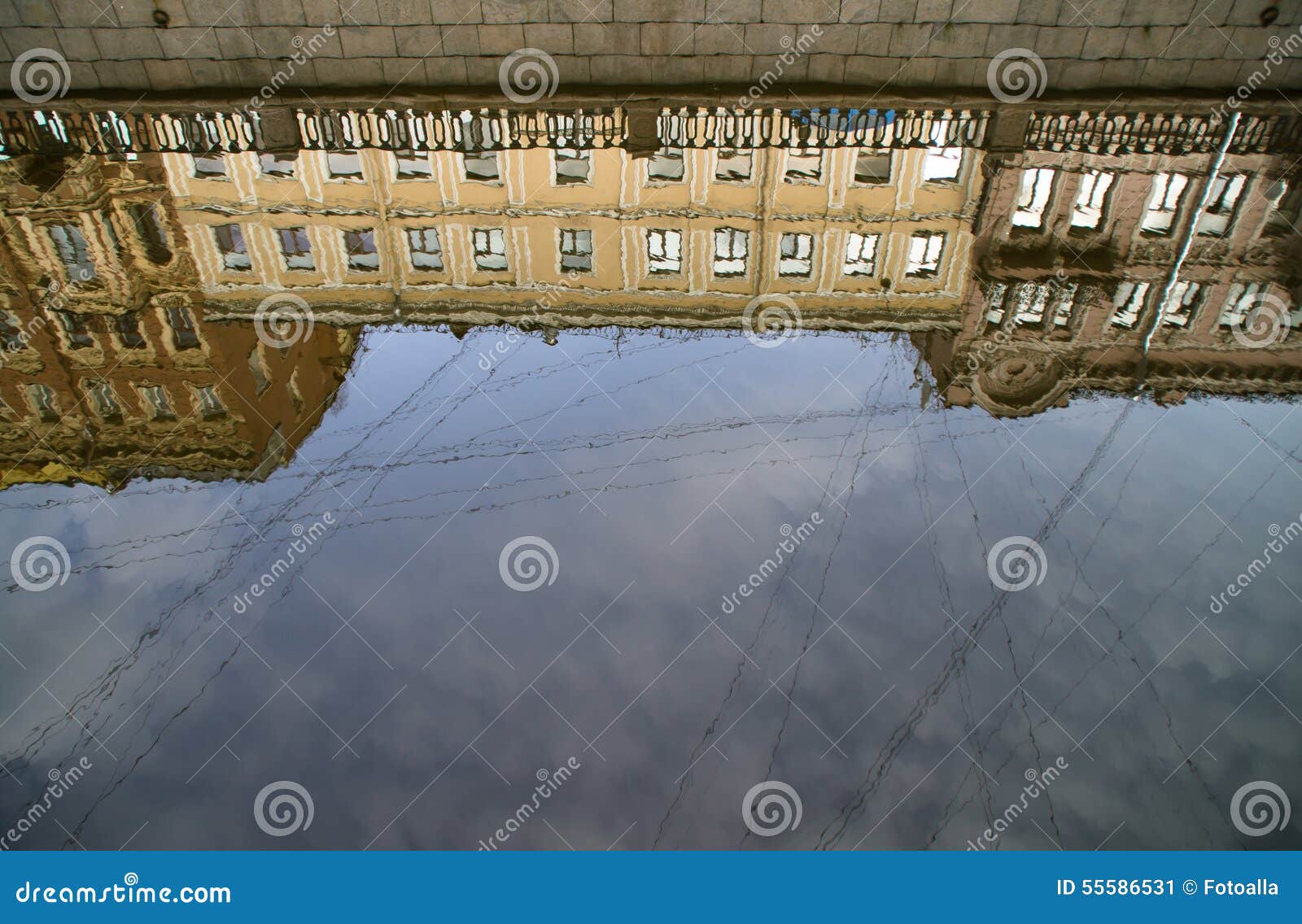 Inverted city stock image. Image of fence, reflection - 55586531