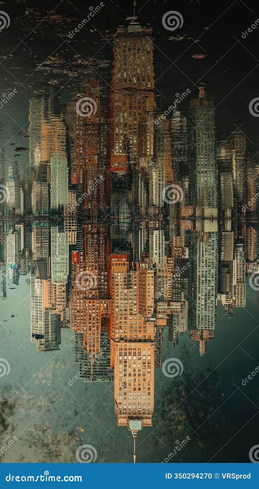 Inverted Cityscape Reflection in a Water Surface Stock Photo - Image of ...