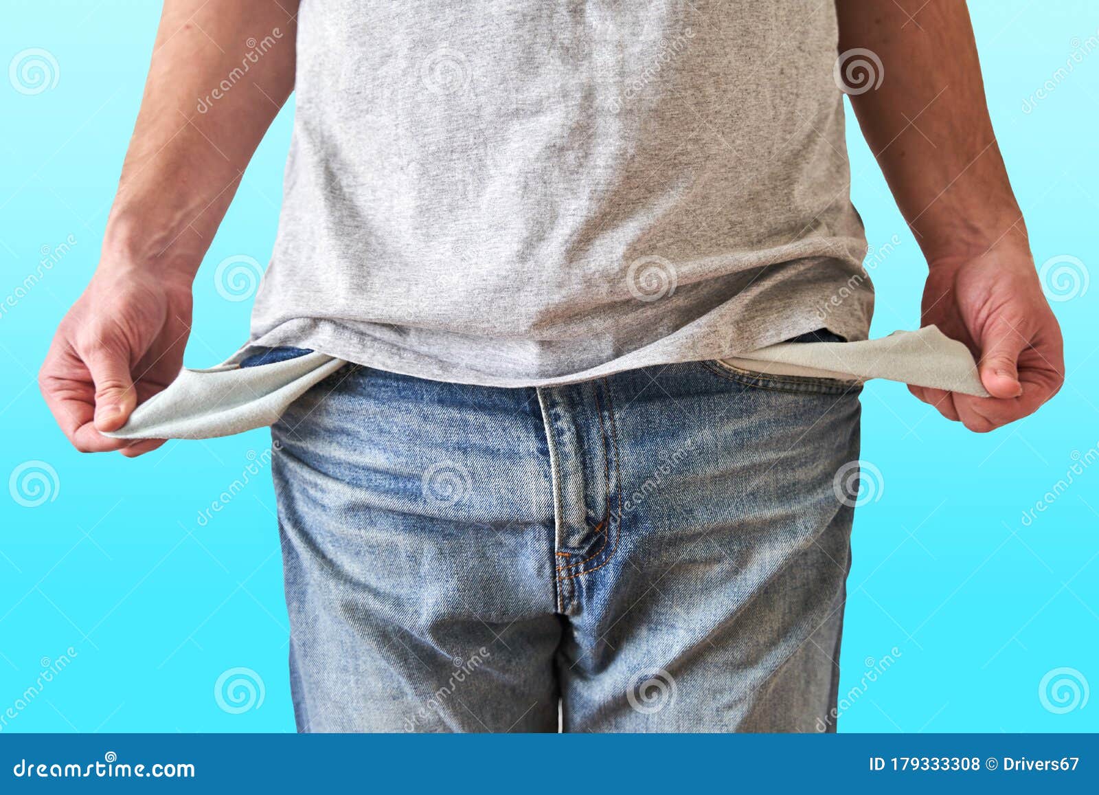 Inverted Empty Pockets. the Young Man Turned Out Empty Jeans Pockets ...