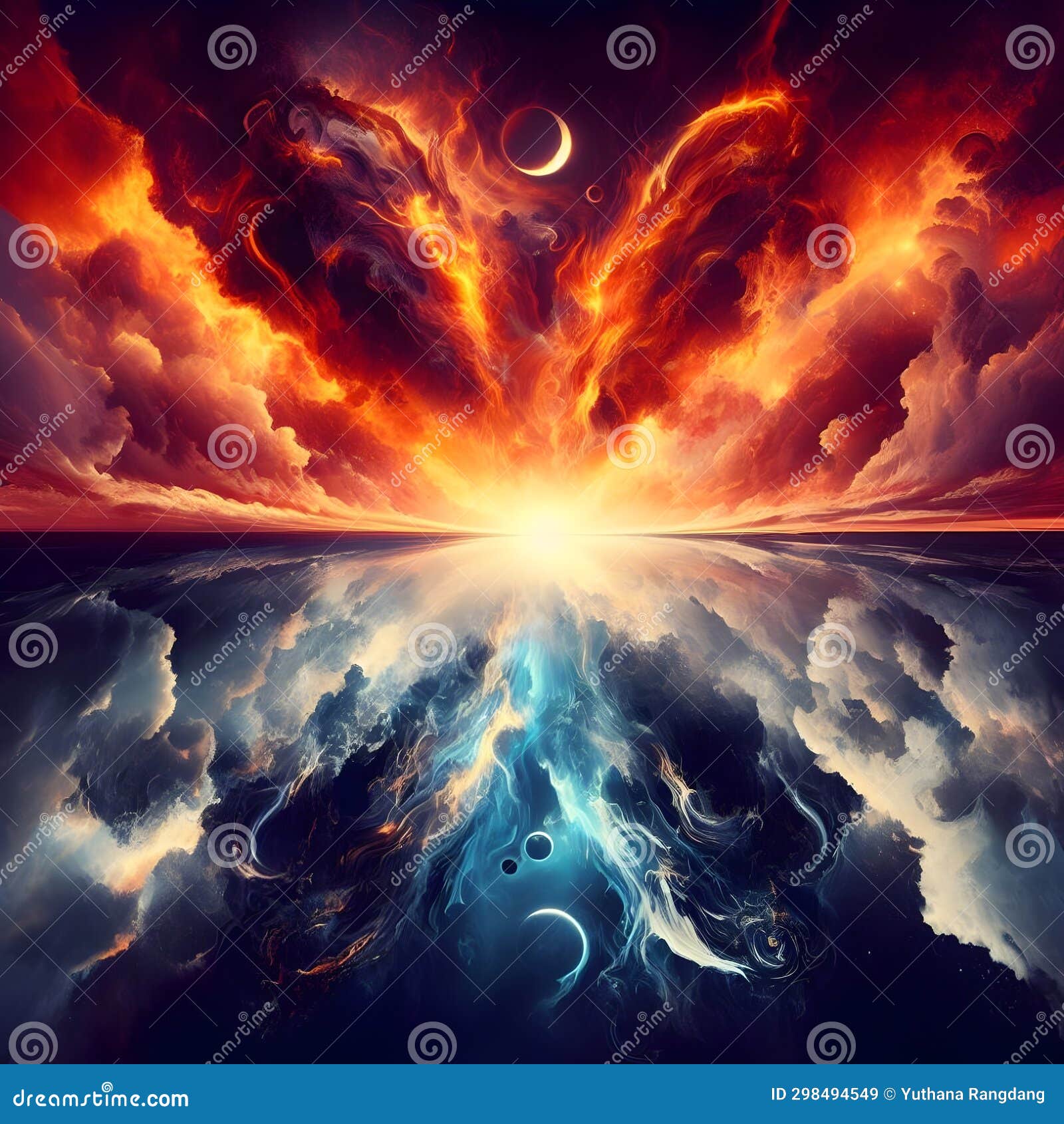 Inverted Fire and Water, Highly Detailed. Stock Image - Image of beauty ...