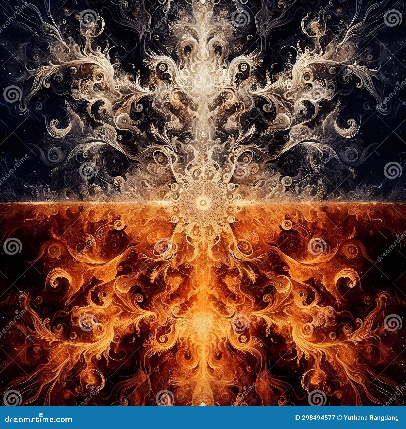 Inverted Fire and Water, Highly Detailed. Stock Image - Image of ...