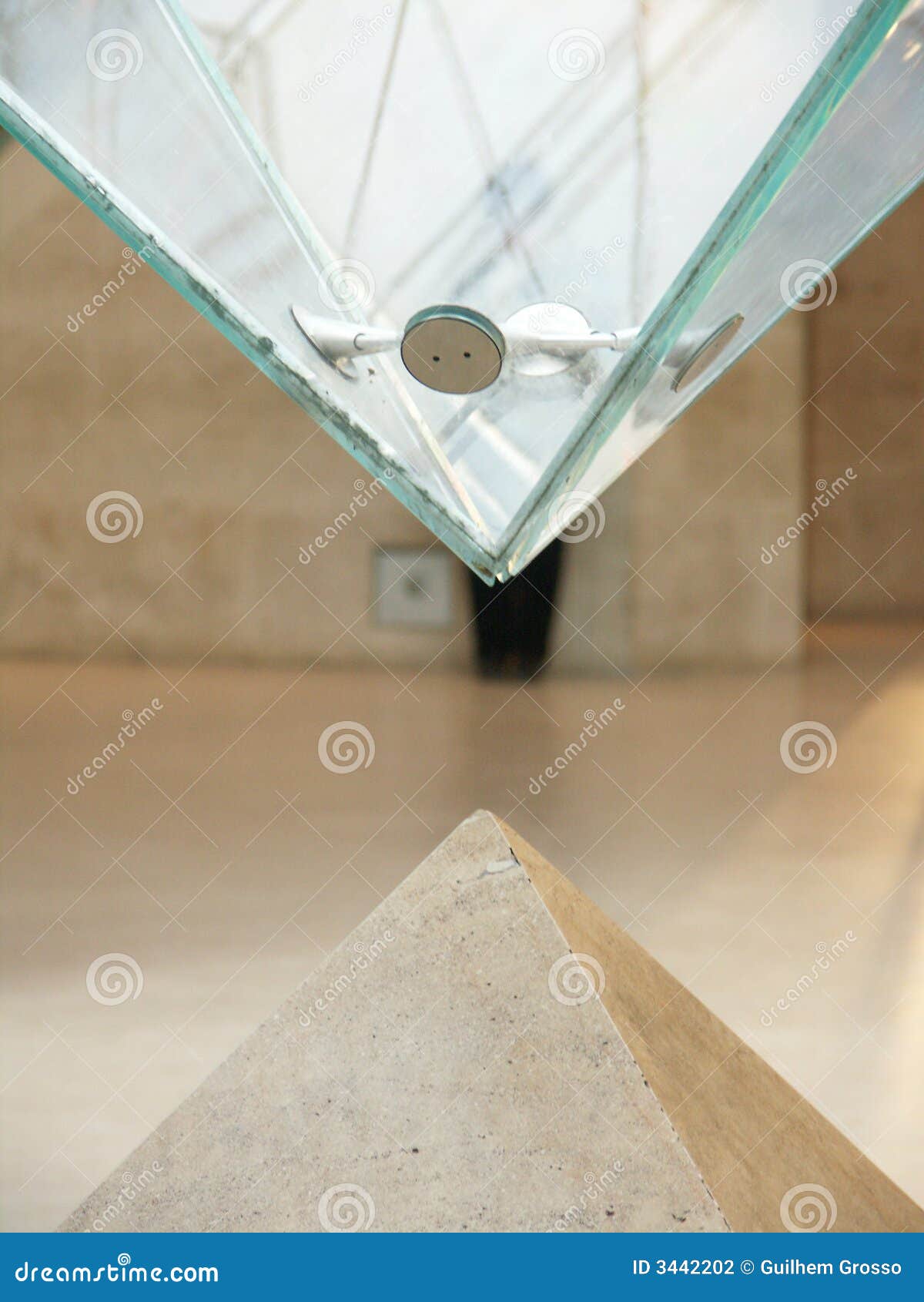 Glass Pyramid Of Louvre Inside View. Famous Sightseeing Of Paris ...