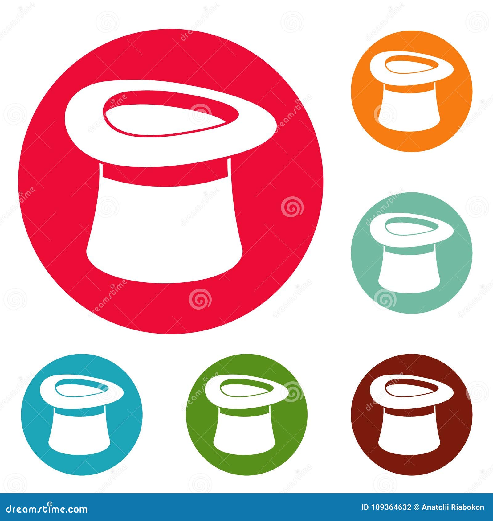 Inverted Hat Icons Circle Set Vector Stock Vector - Illustration of ...