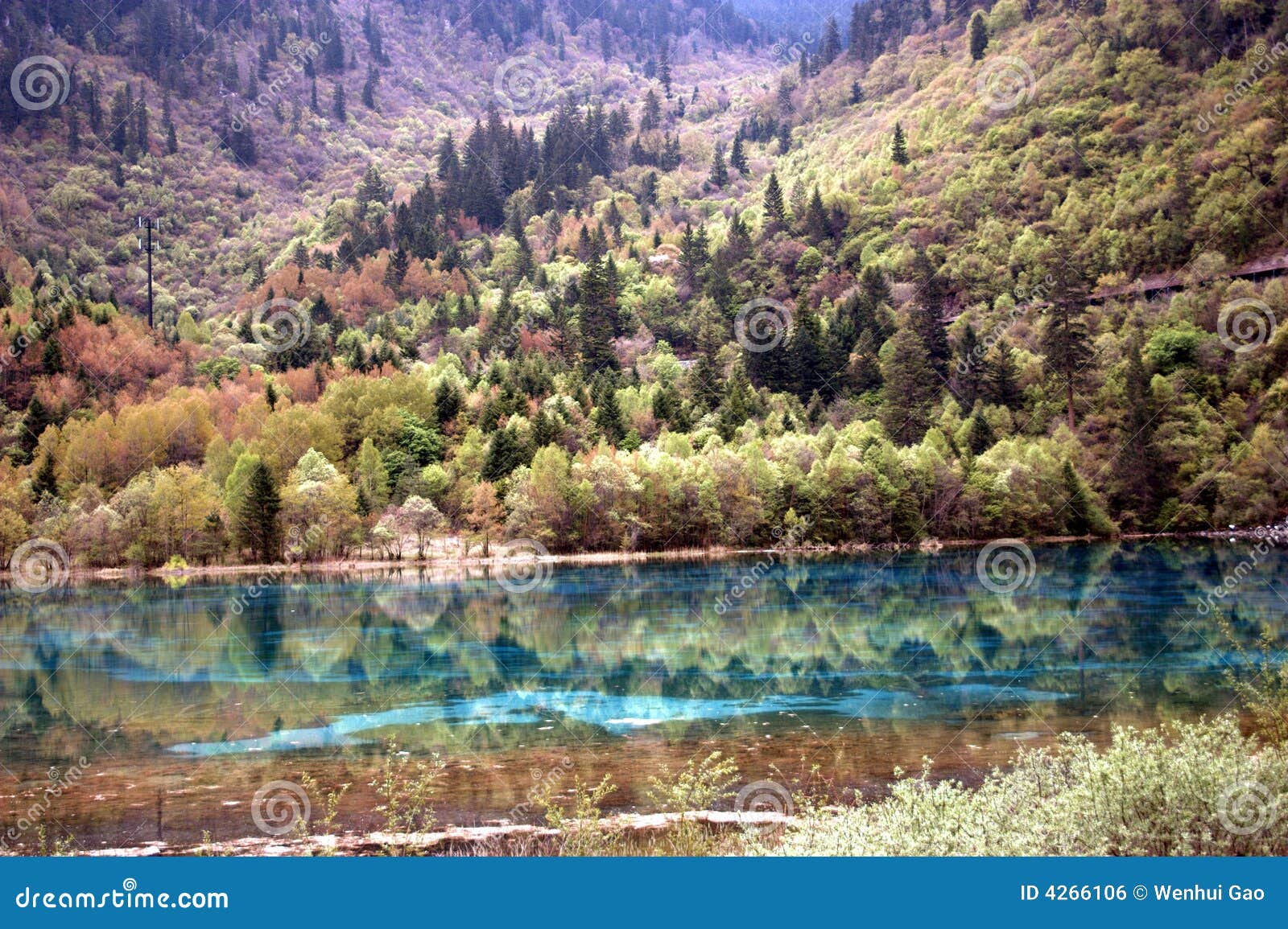 Inverted image of hill stock photo. Image of china, jiuzhai - 4266106