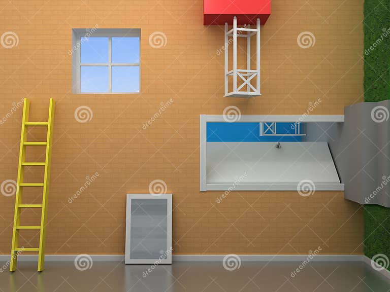 Inverted Interior of the House Stock Illustration - Illustration of ...