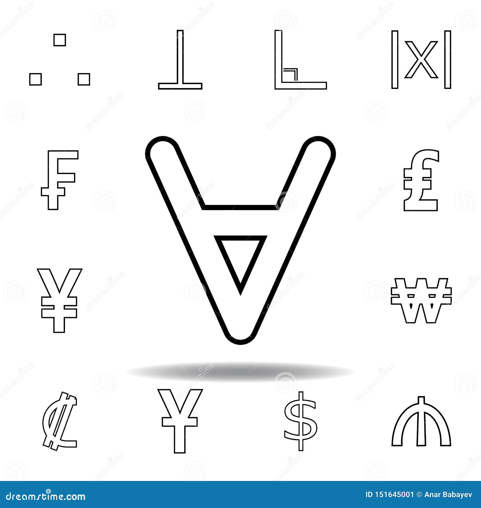 Inverted Letter a Icon. Thin Line Icons Set for Website Design and ...