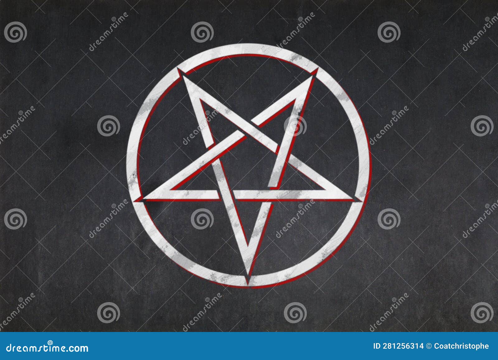 Inverted Pentagram Or Pentalpha Or Pentangle. Hand Drawn Dot Work ...