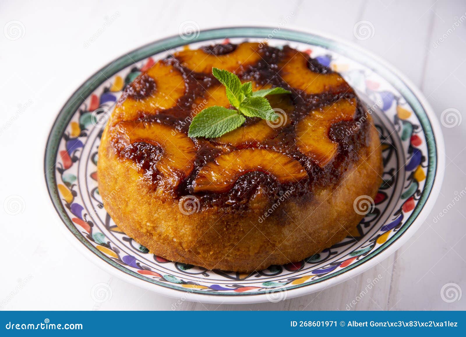 Inverted Pineapple Sponge Cake. Stock Image - Image of closeup, meal ...