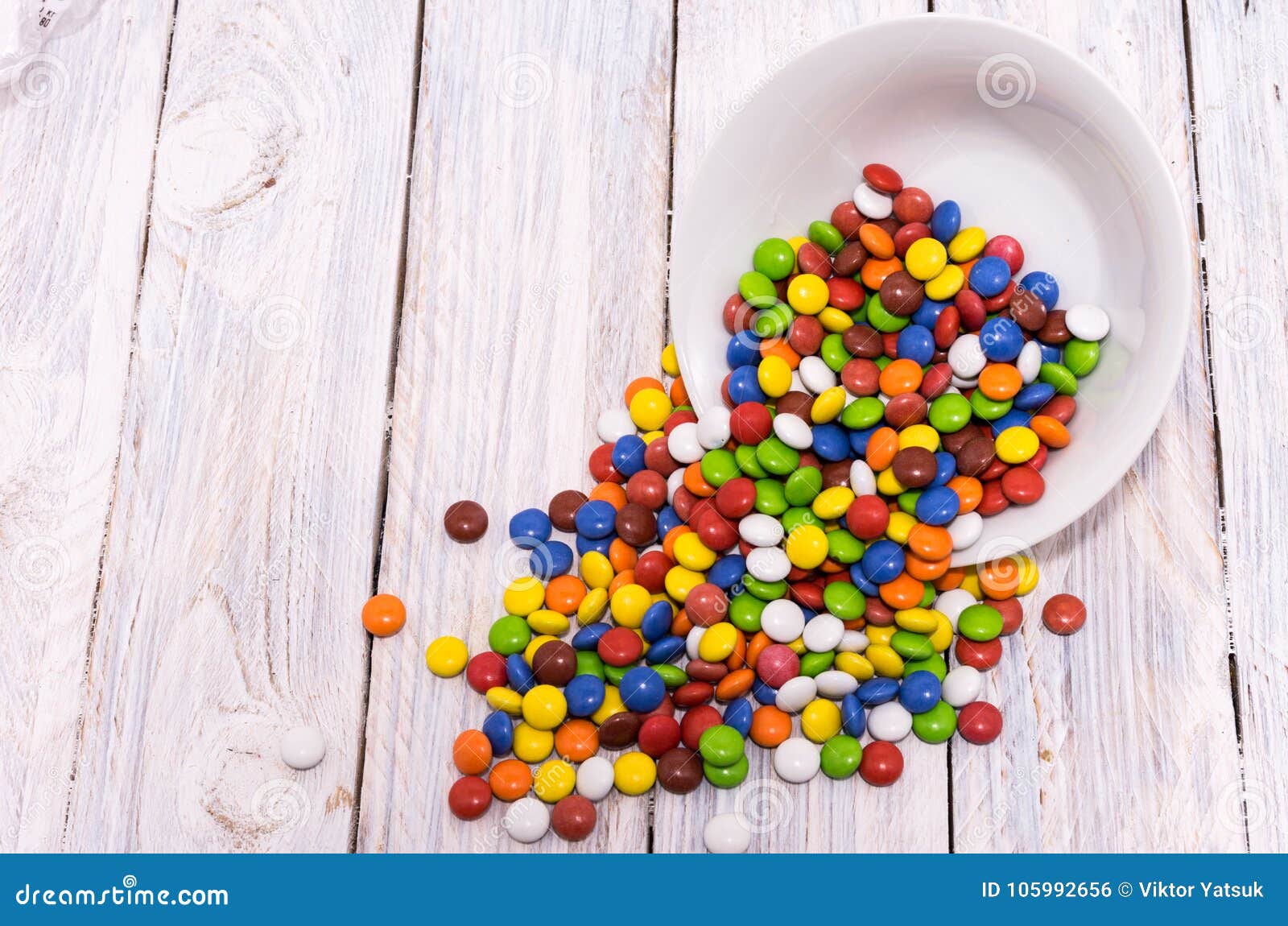 Inverted Plate. Spilled Candy on the Table Stock Photo - Image of brown ...