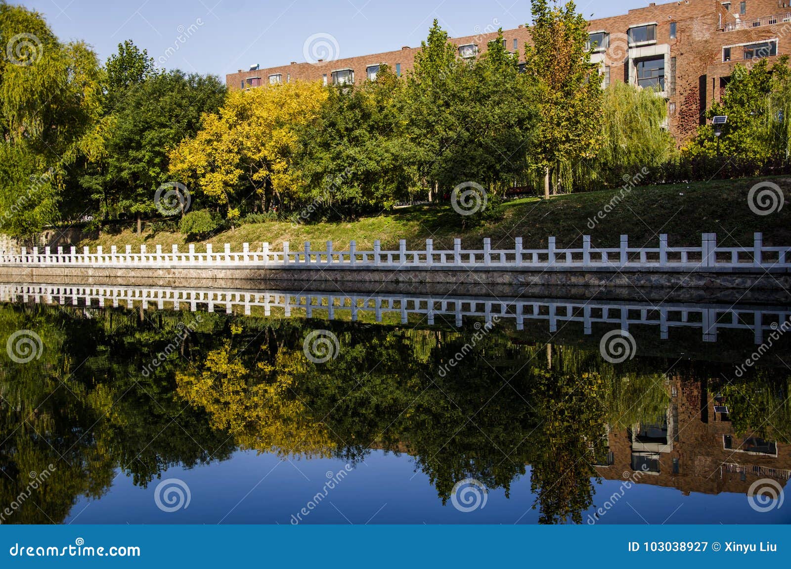 Inverted Reflection in Water Stock Image - Image of building ...
