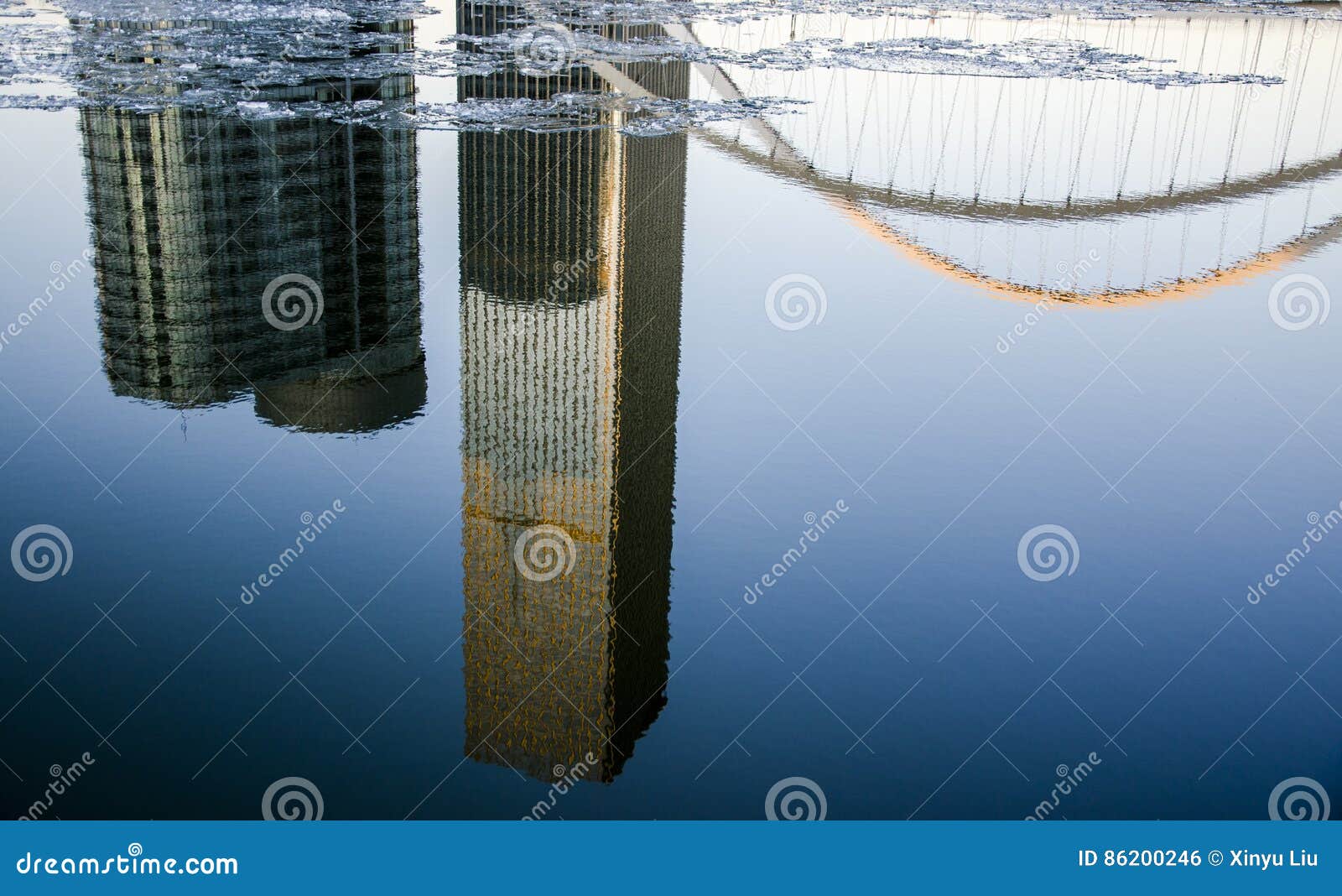 Inverted Reflection in Water Stock Photo - Image of building, glass ...
