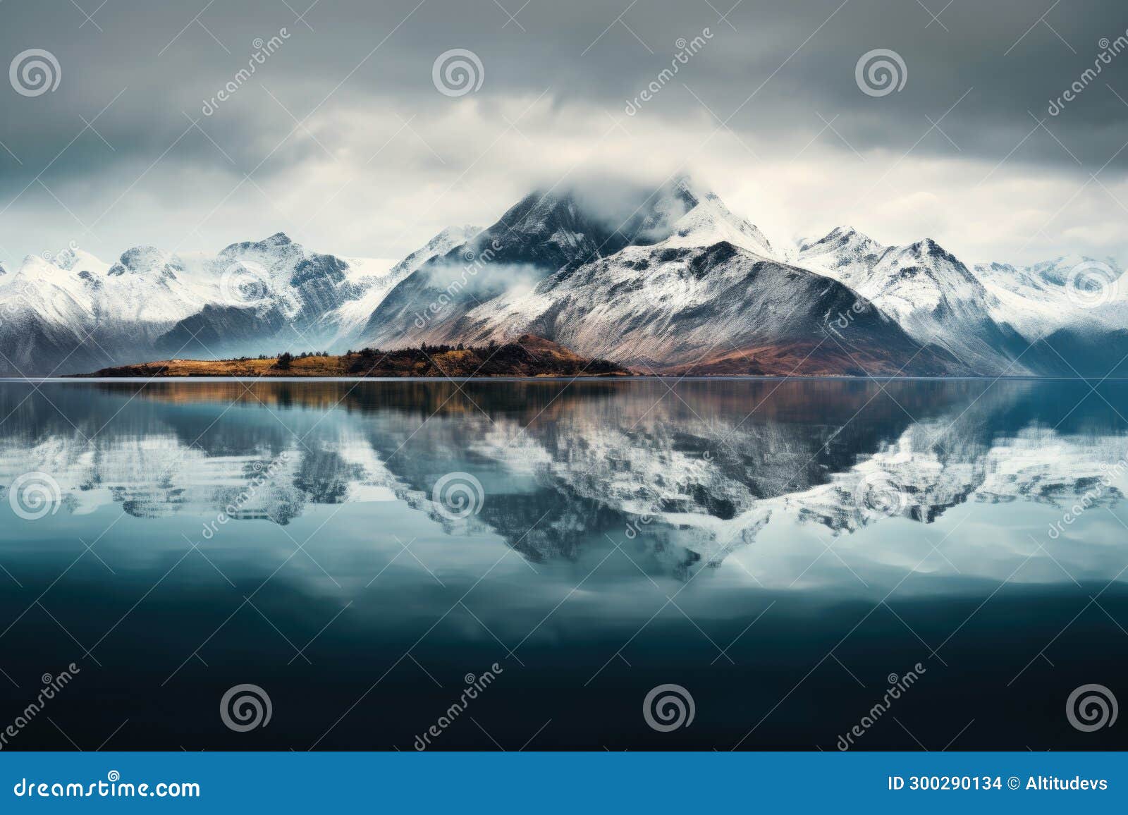An Inverted Shot of a Snow-capped Mountain Range Mirrored in a Lake ...