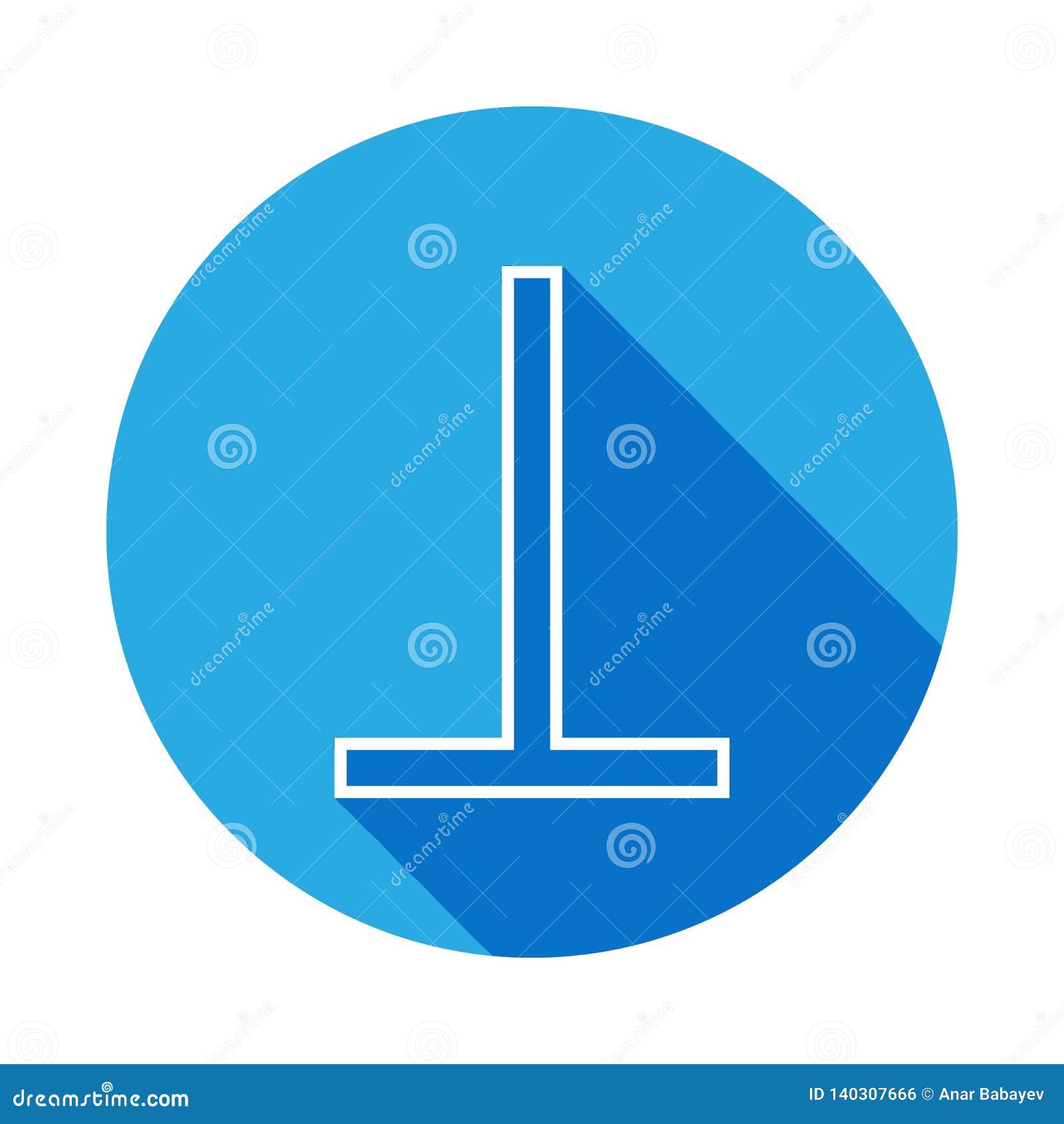 Inverted T Icon with Long Shadow. Thin Line Icon for Website Design and ...