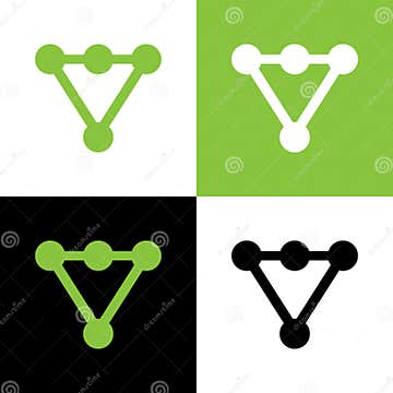 Inverted Triangle Logo Design, Connected Circle Symbol, Technology ...