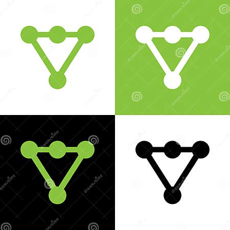 Inverted Triangle Logo Design, Connected Circle Symbol, Technology ...
