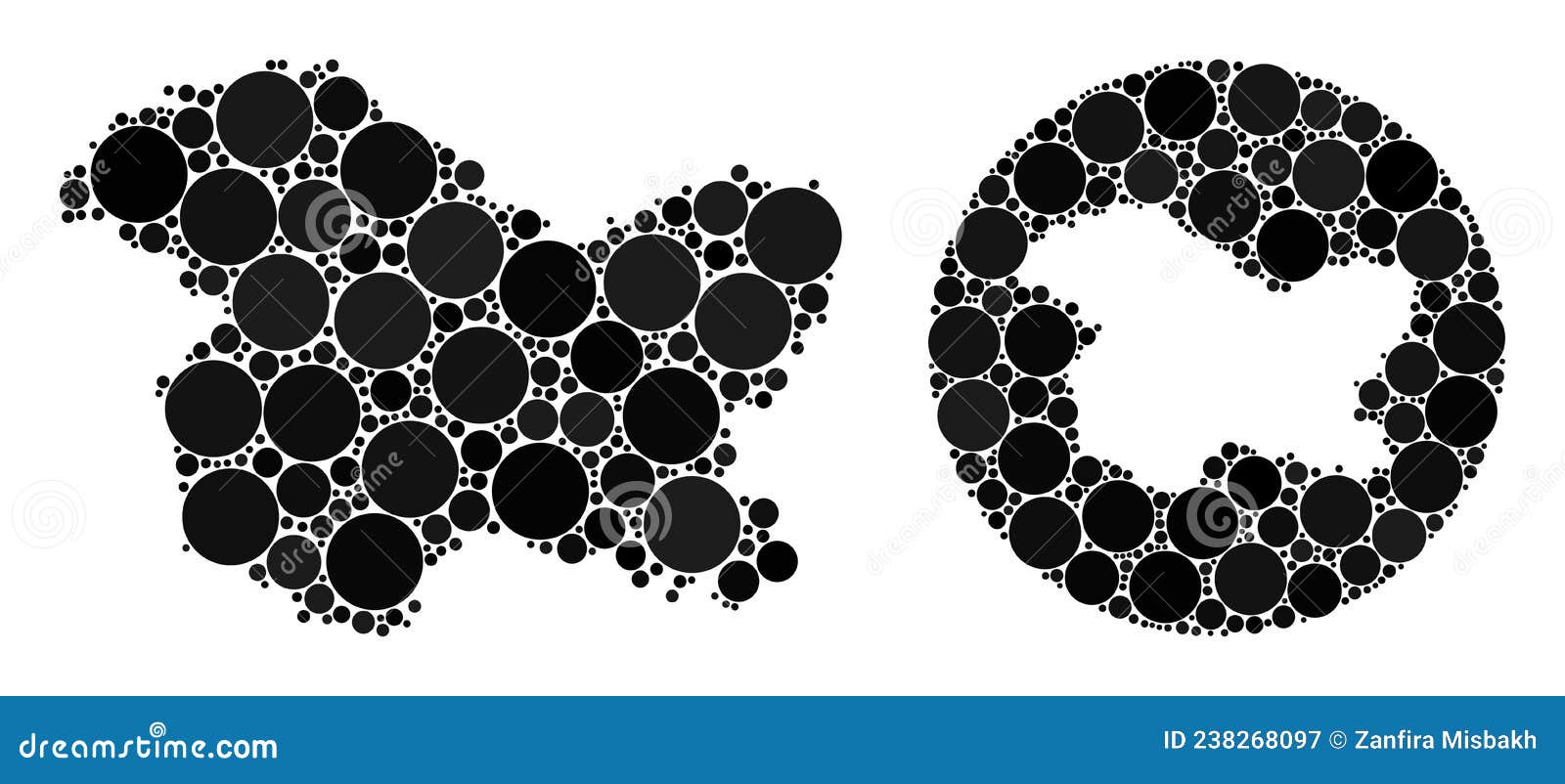 Inverted and Usual Mosaic Jammu and Kashmir State Map of Spheres Stock ...
