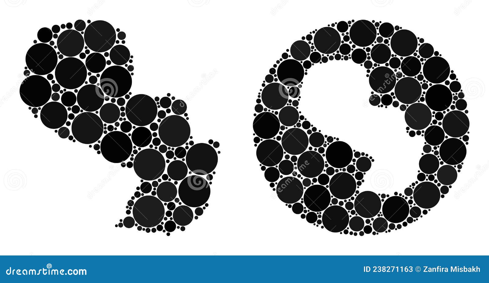 Inverted And Usual Collage Kurdistan Map Of Spheres Cartoon Vector ...