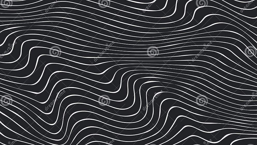 Inverted Wavy White Lines on Black Background Stock Illustration ...