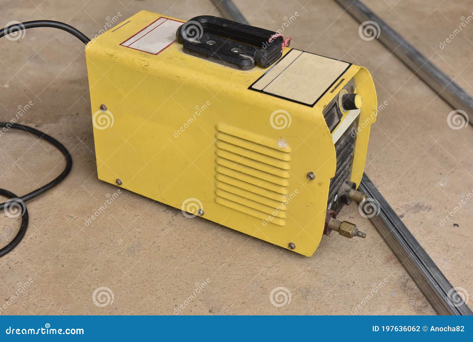Yellow Equipment Set Out On Tripod On Building Site Against Cloudless ...