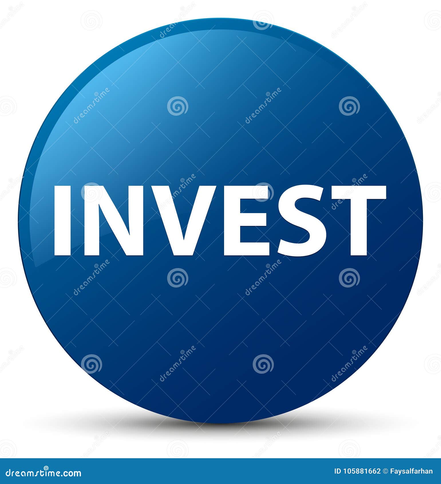 Invest blue round button stock illustration. Illustration of fund ...