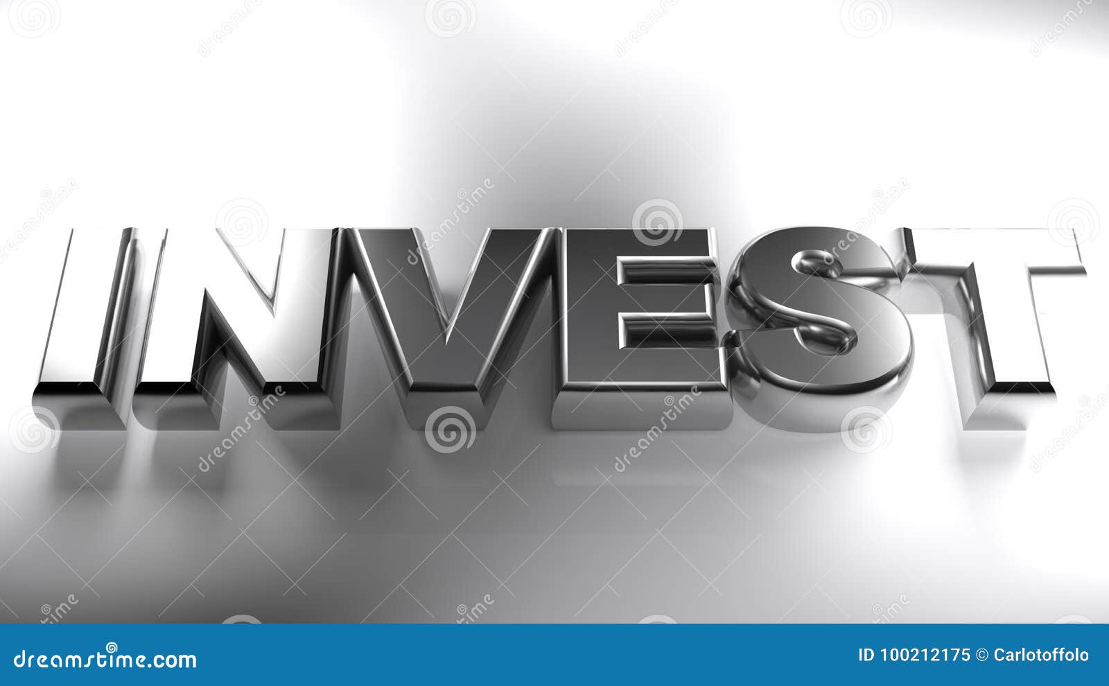 INVEST Chromed Write on White Surface - 3D Rendering Stock Illustration ...