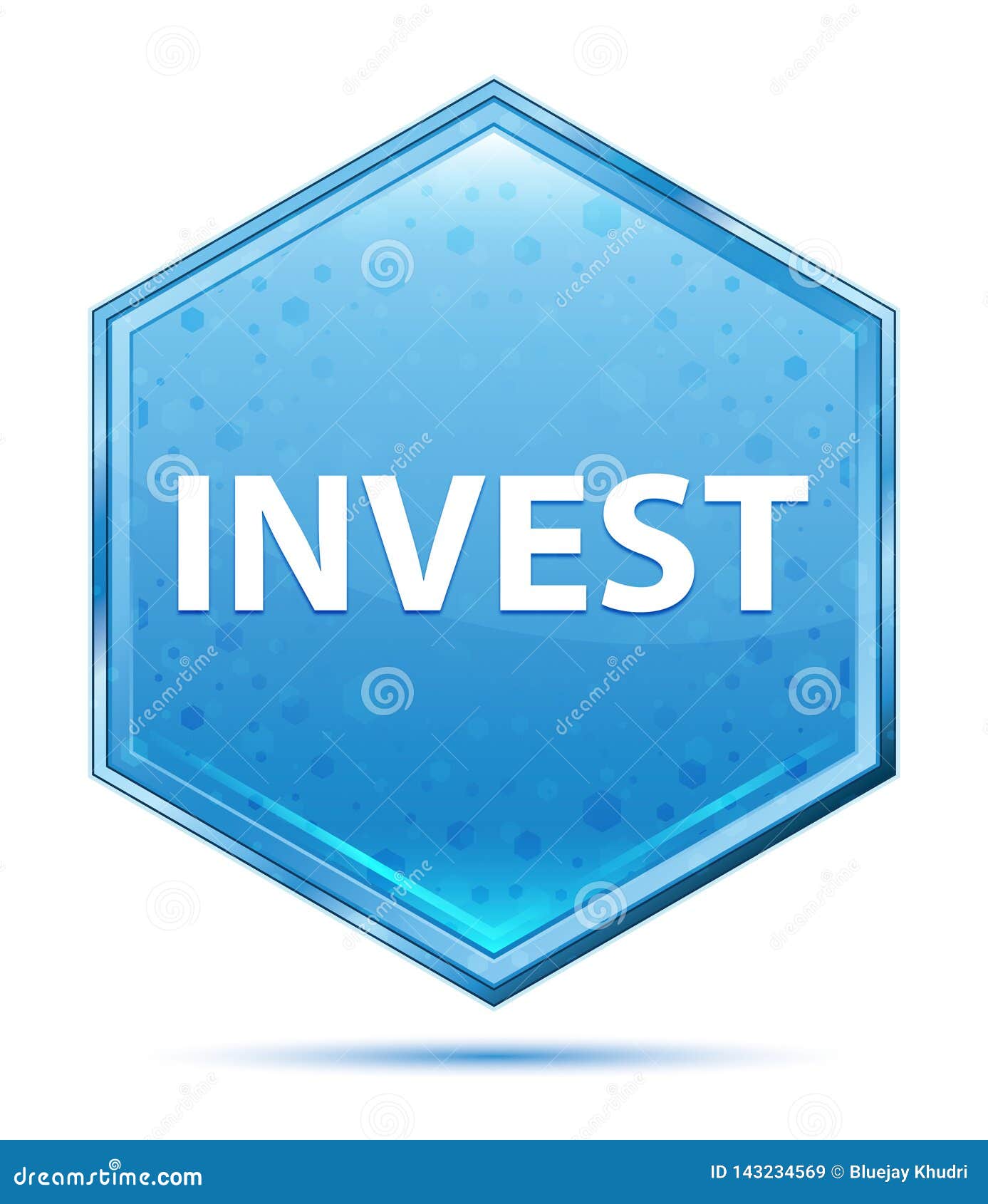 Invest Crystal Blue Hexagon Button Stock Illustration - Illustration of ...