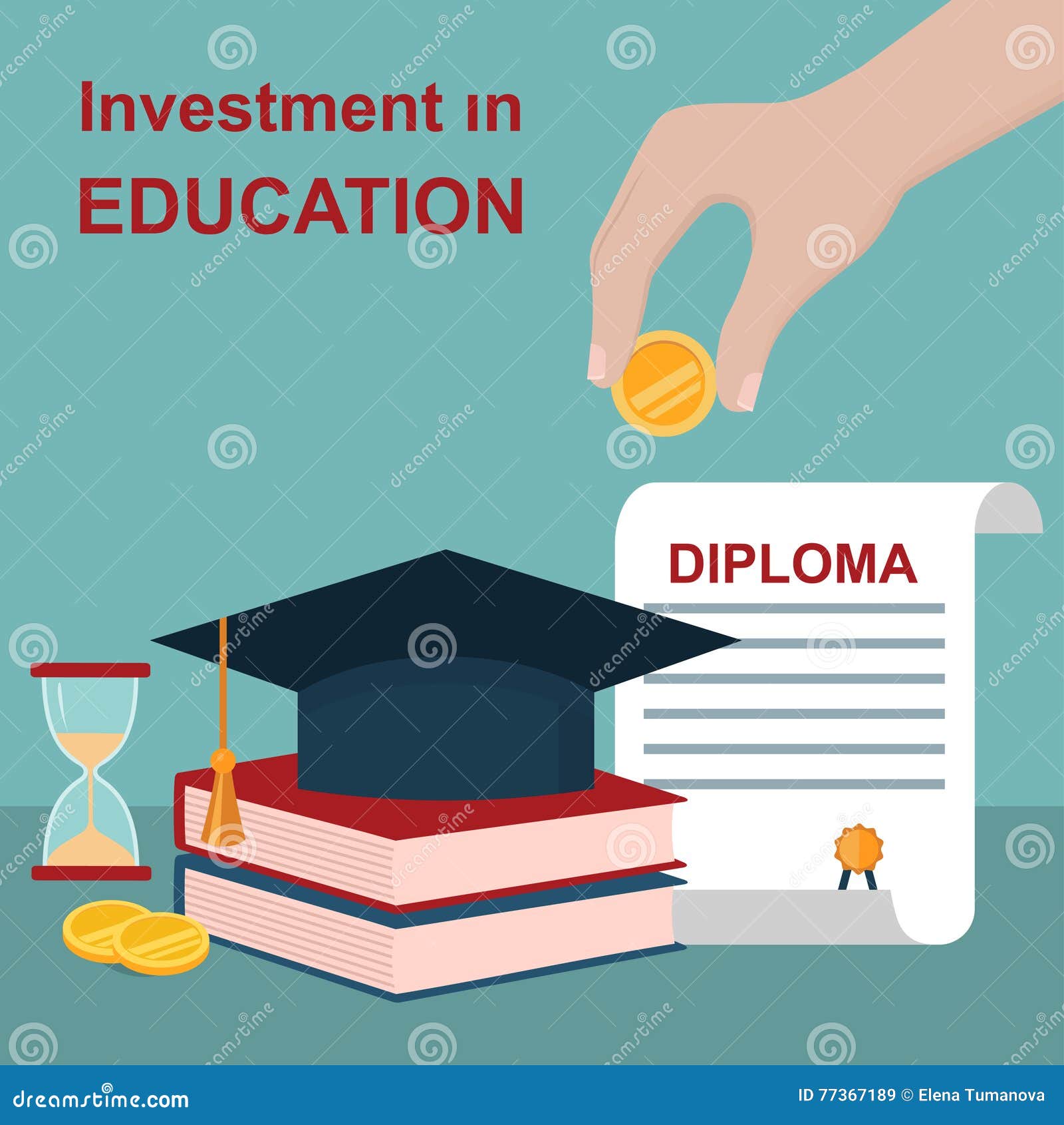 Invest in Education Concept. Stock Vector - Illustration of coin ...