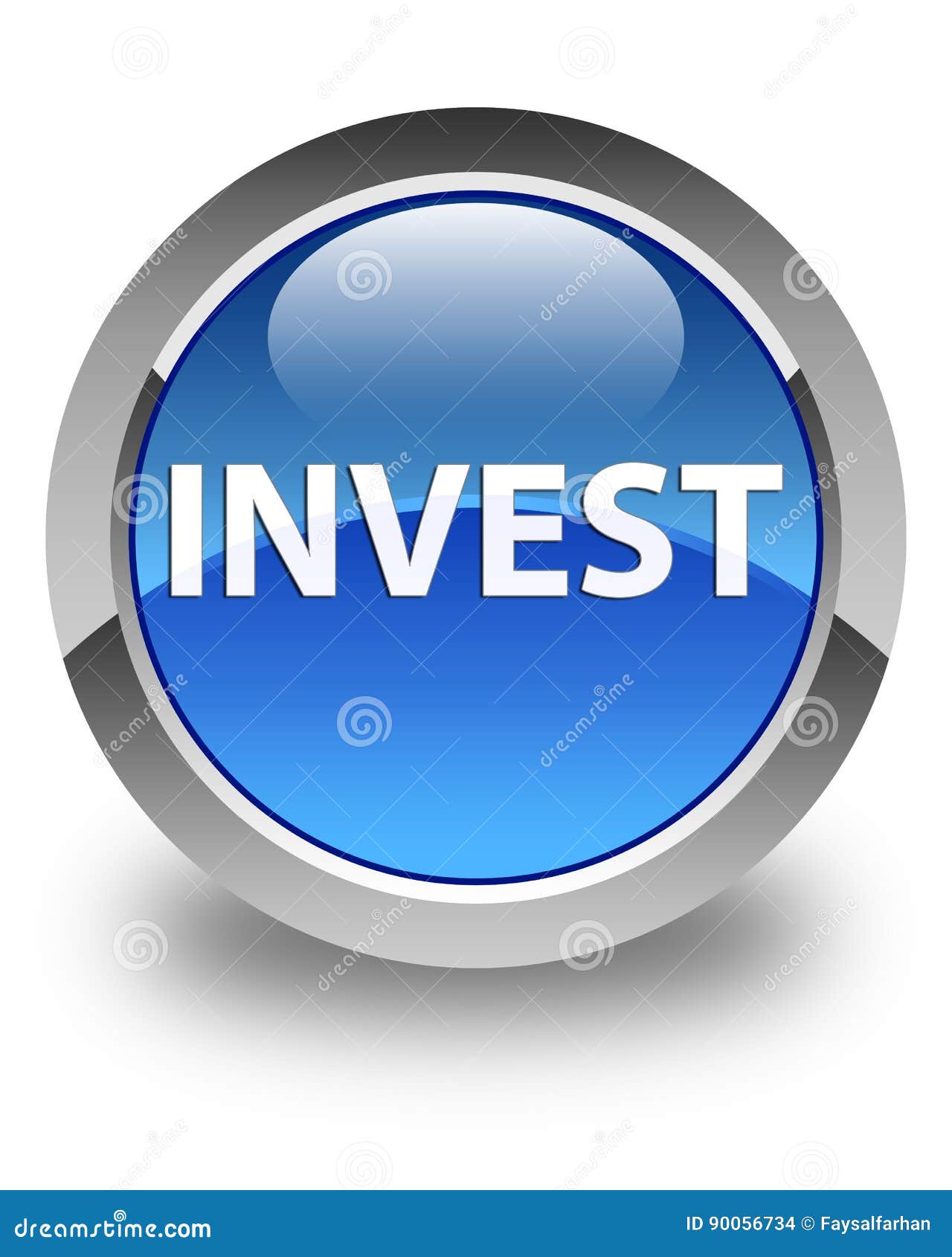 Invest Glossy Blue Round Button Stock Illustration - Illustration of ...