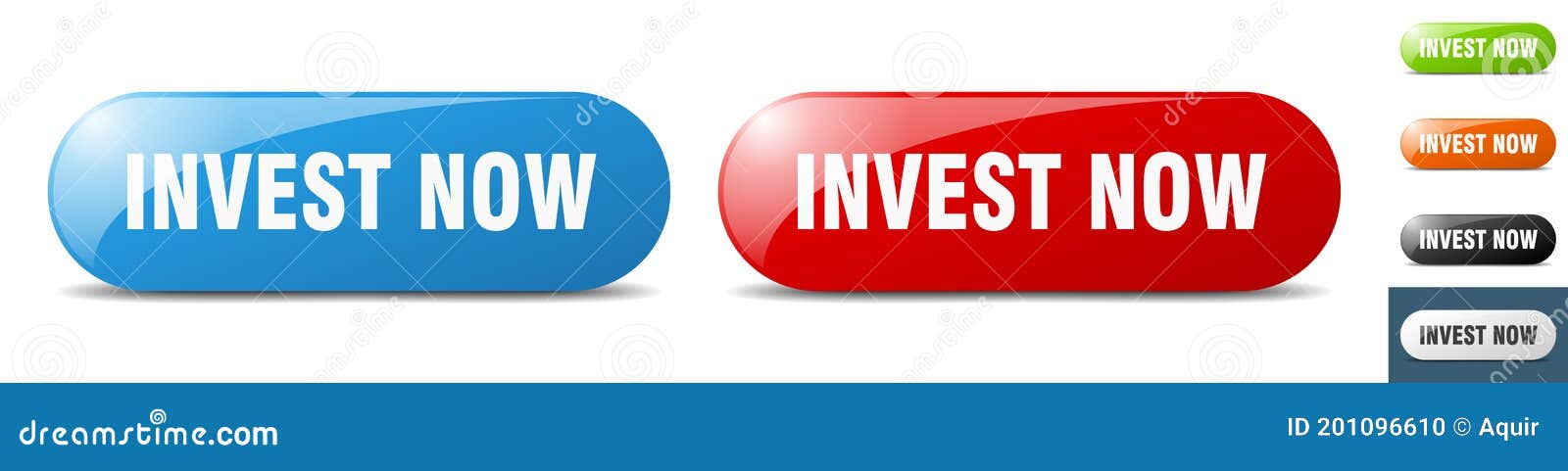 Invest Now Button. Key. Sign. Push Button Set Stock Vector ...