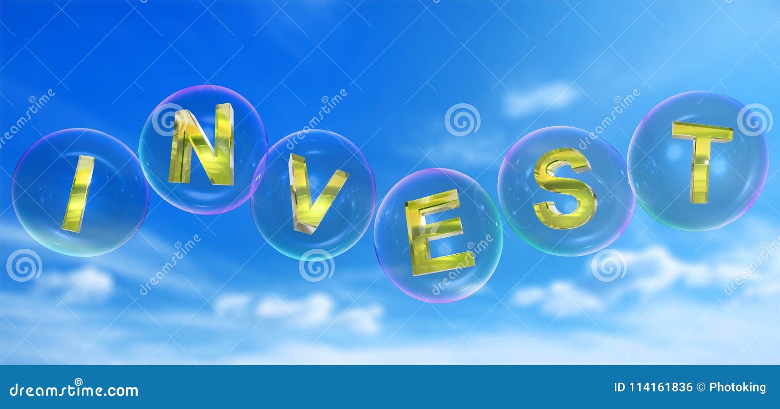 The invest word in bubble stock illustration. Illustration of banking ...