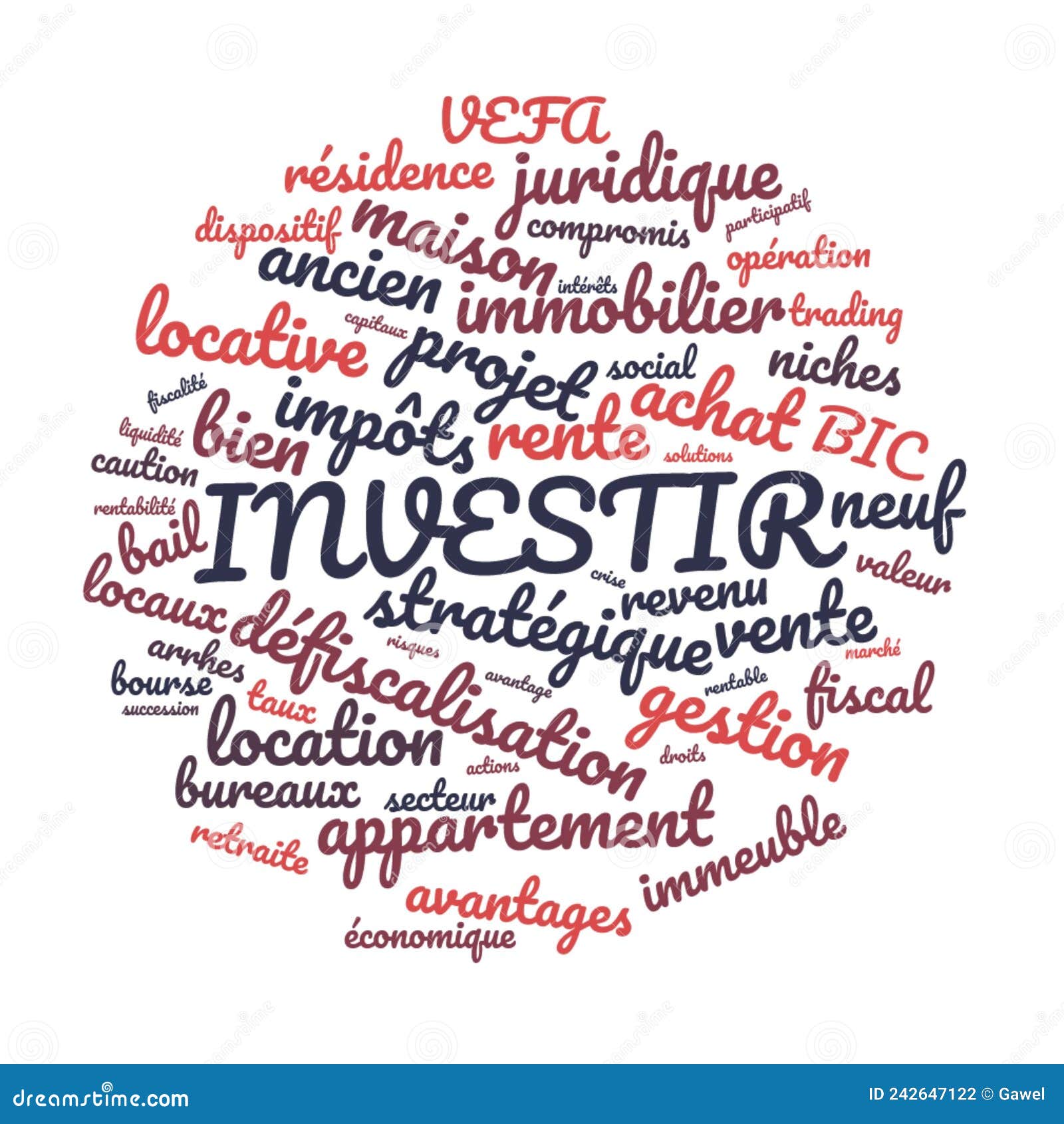 Immovable Word Cloud Vector Illustration In French Language Royalty ...
