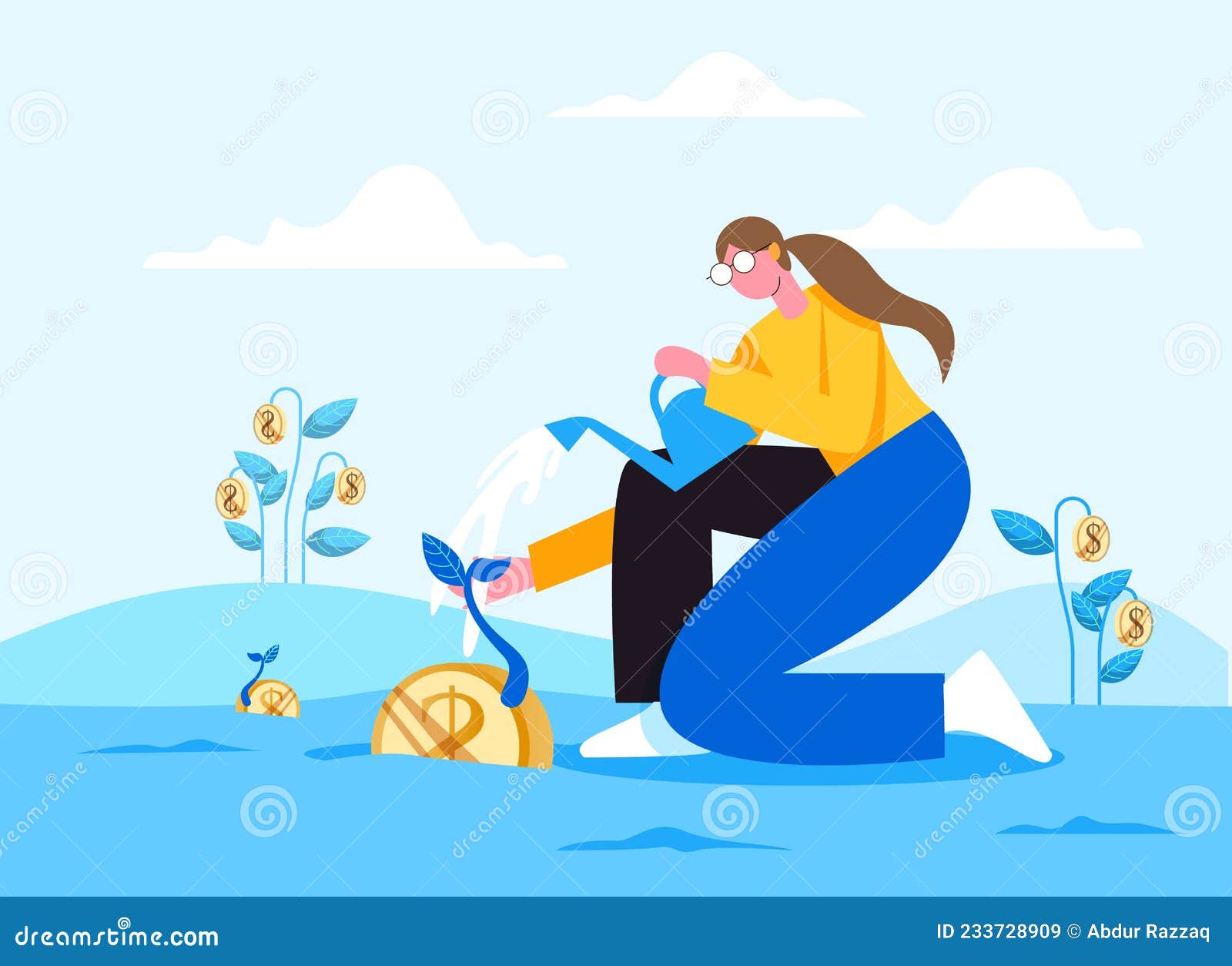 Invest Your Energy In Present Hand Drawn Vector Illustration In Cartoon ...