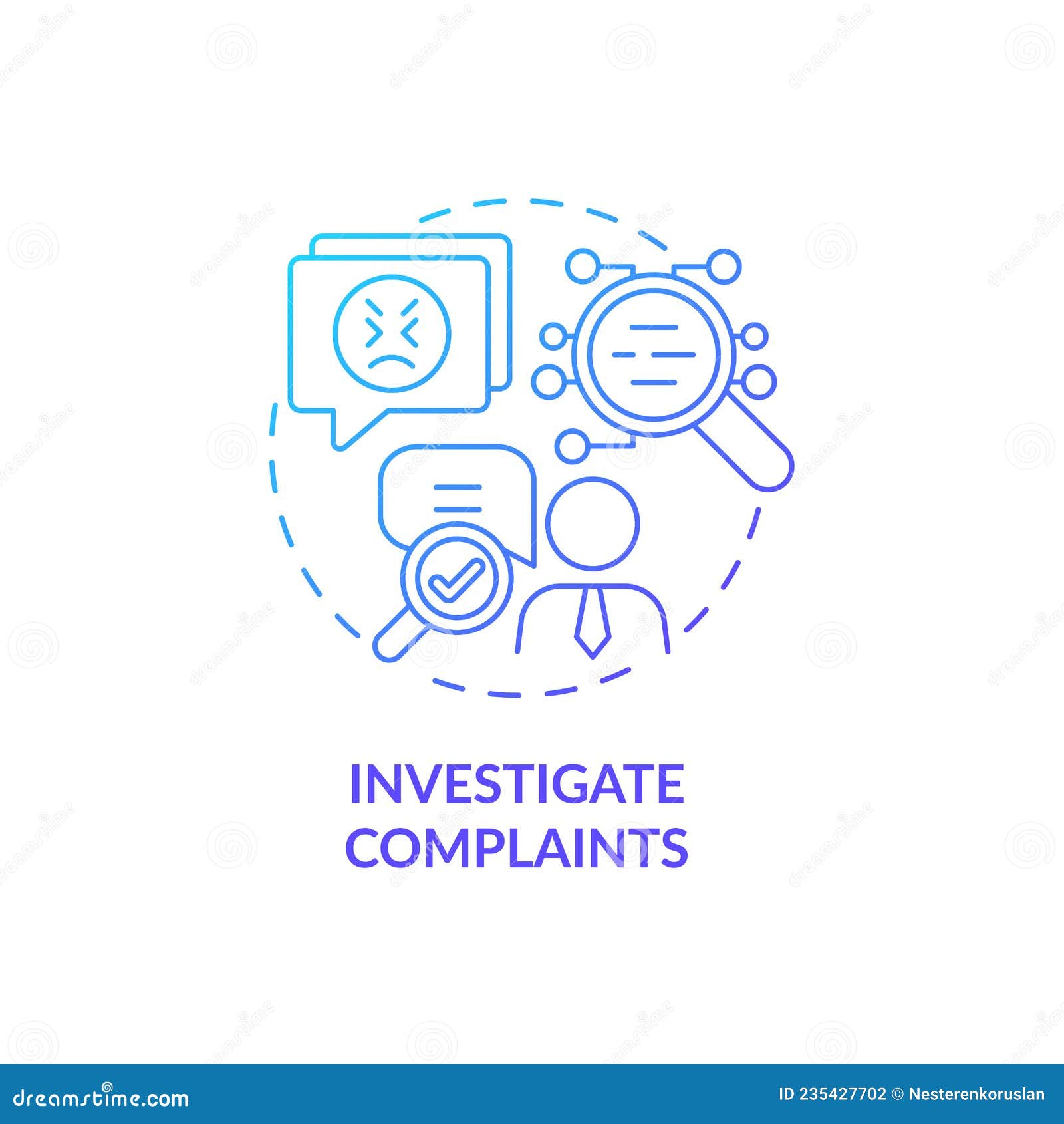 Investigate Compaints Blue Gradient Concept Icon Stock Vector ...