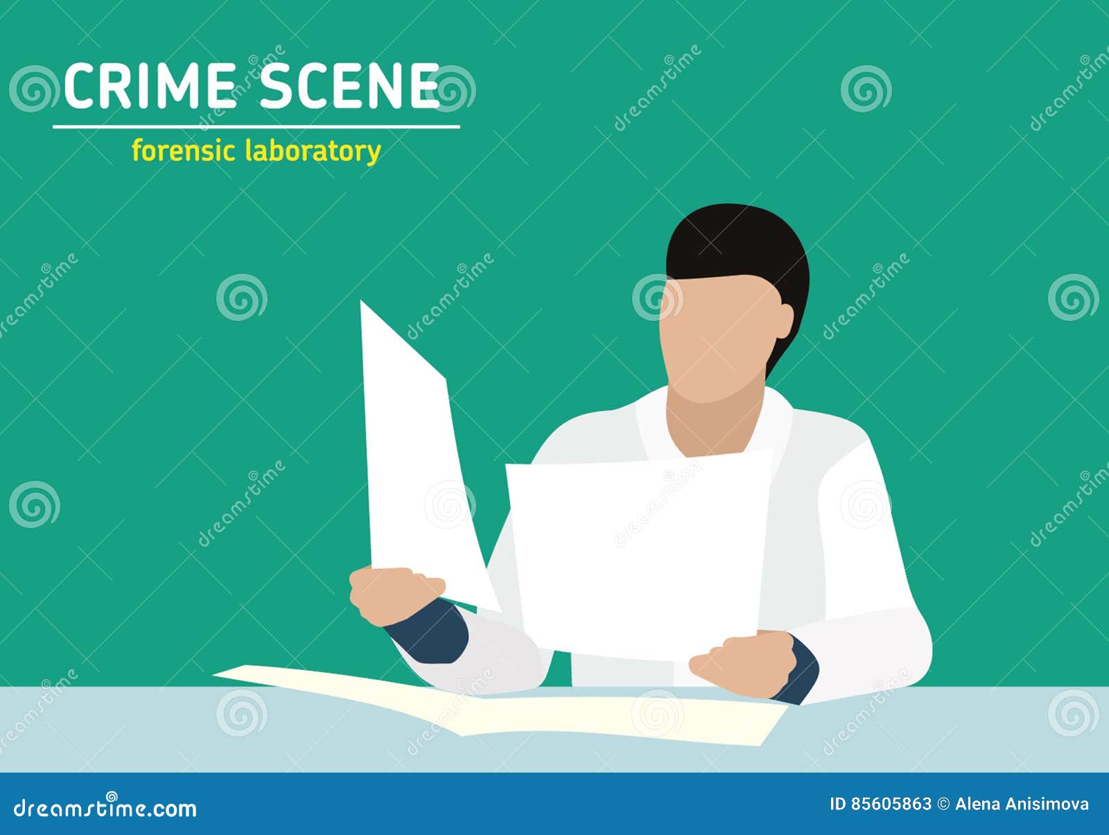 Investigation. Laboratory Studies Evidence. Forensic Procedure. Cartoon ...