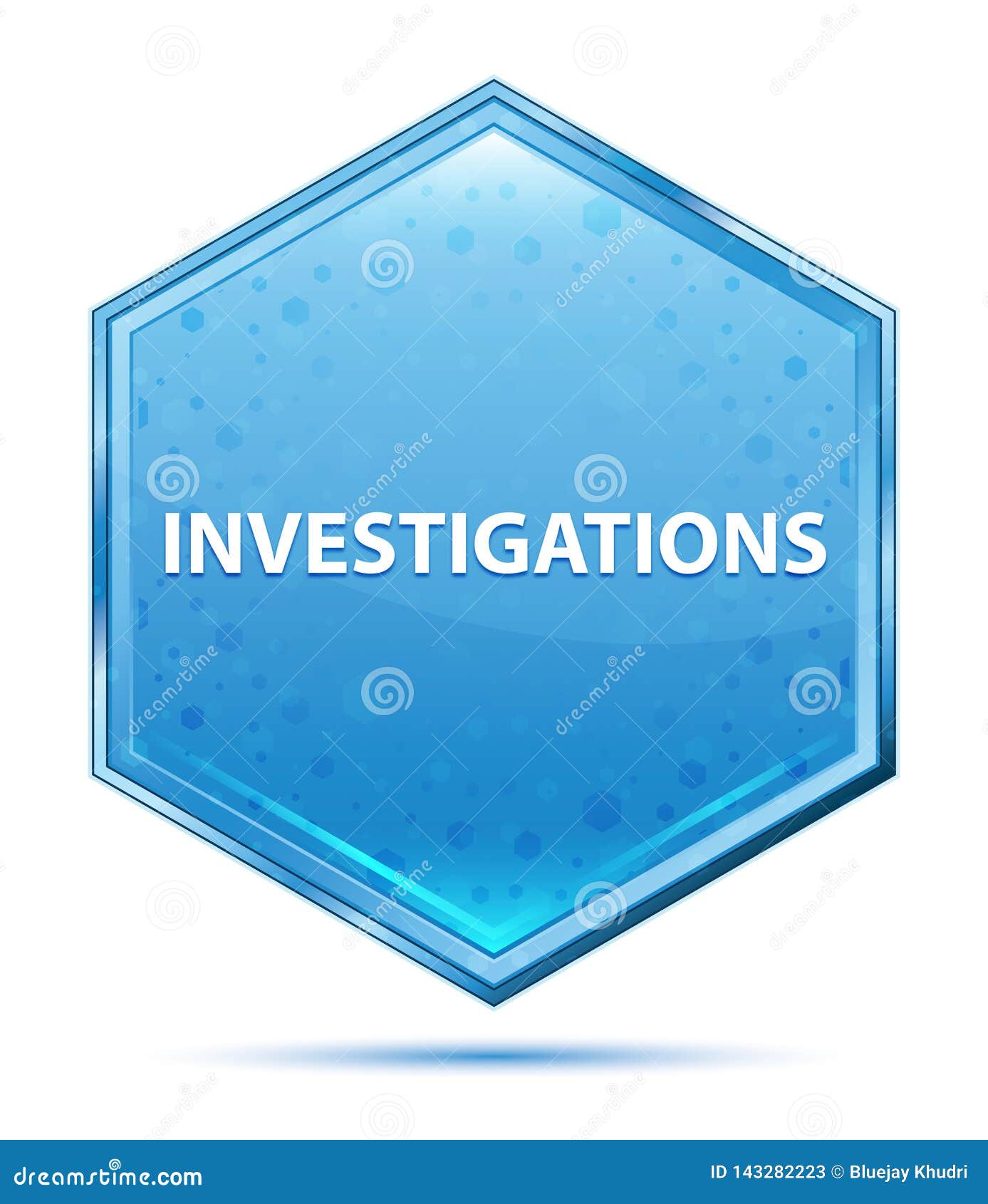 Investigations Crystal Blue Hexagon Button Stock Illustration ...