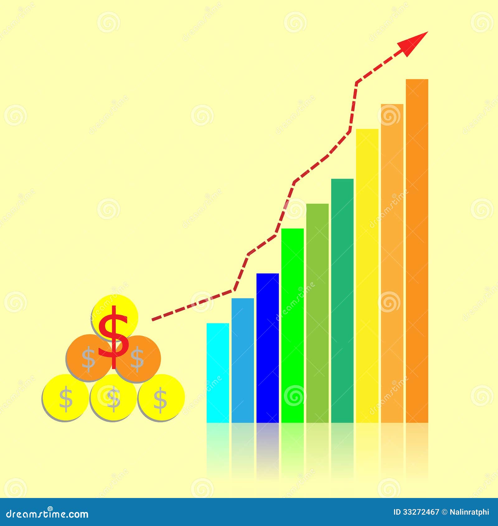 Investment Bar Graph with Growth Trend Line Stock Vector - Illustration ...