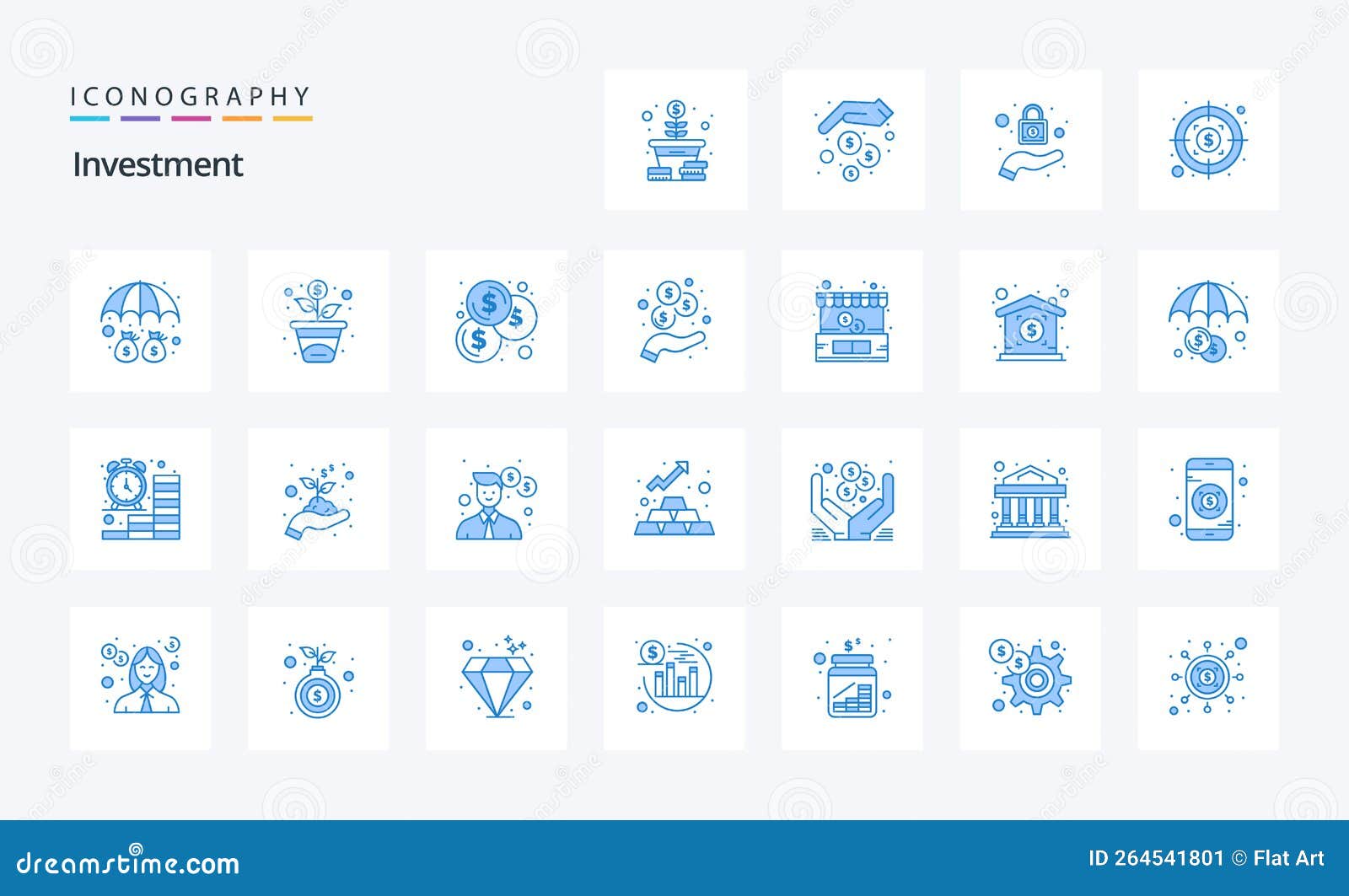 25 Investment Blue Icon Pack Stock Vector - Illustration of coins ...