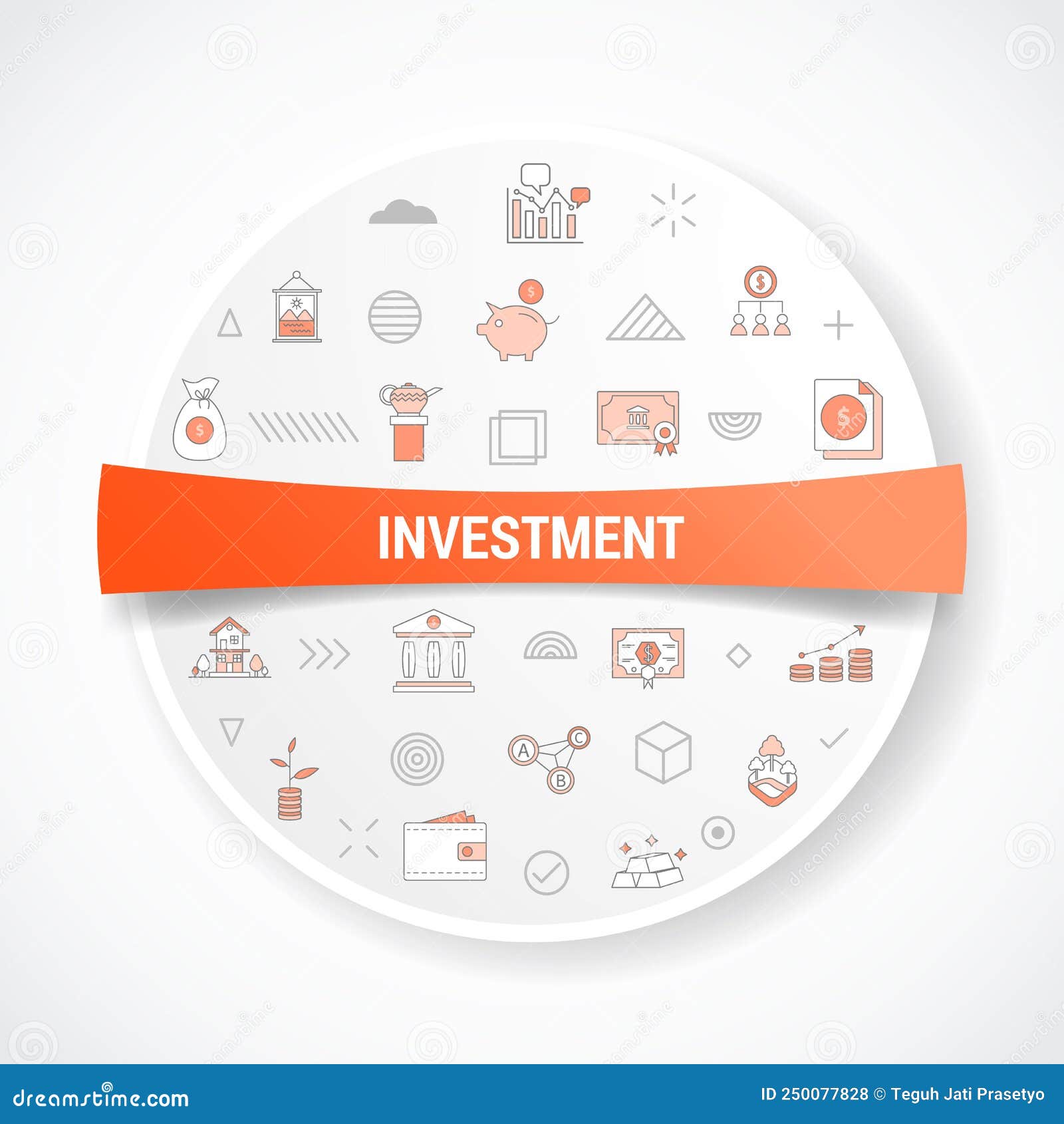 Investment Concept with Icon Concept with Round or Circle Shape for ...