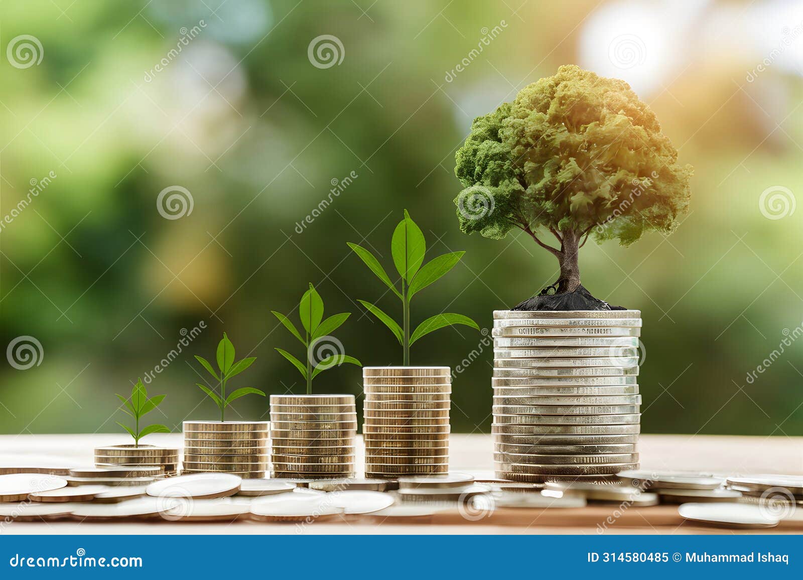 Investment Growth Concept with Stack of Coins and Tree Stock ...