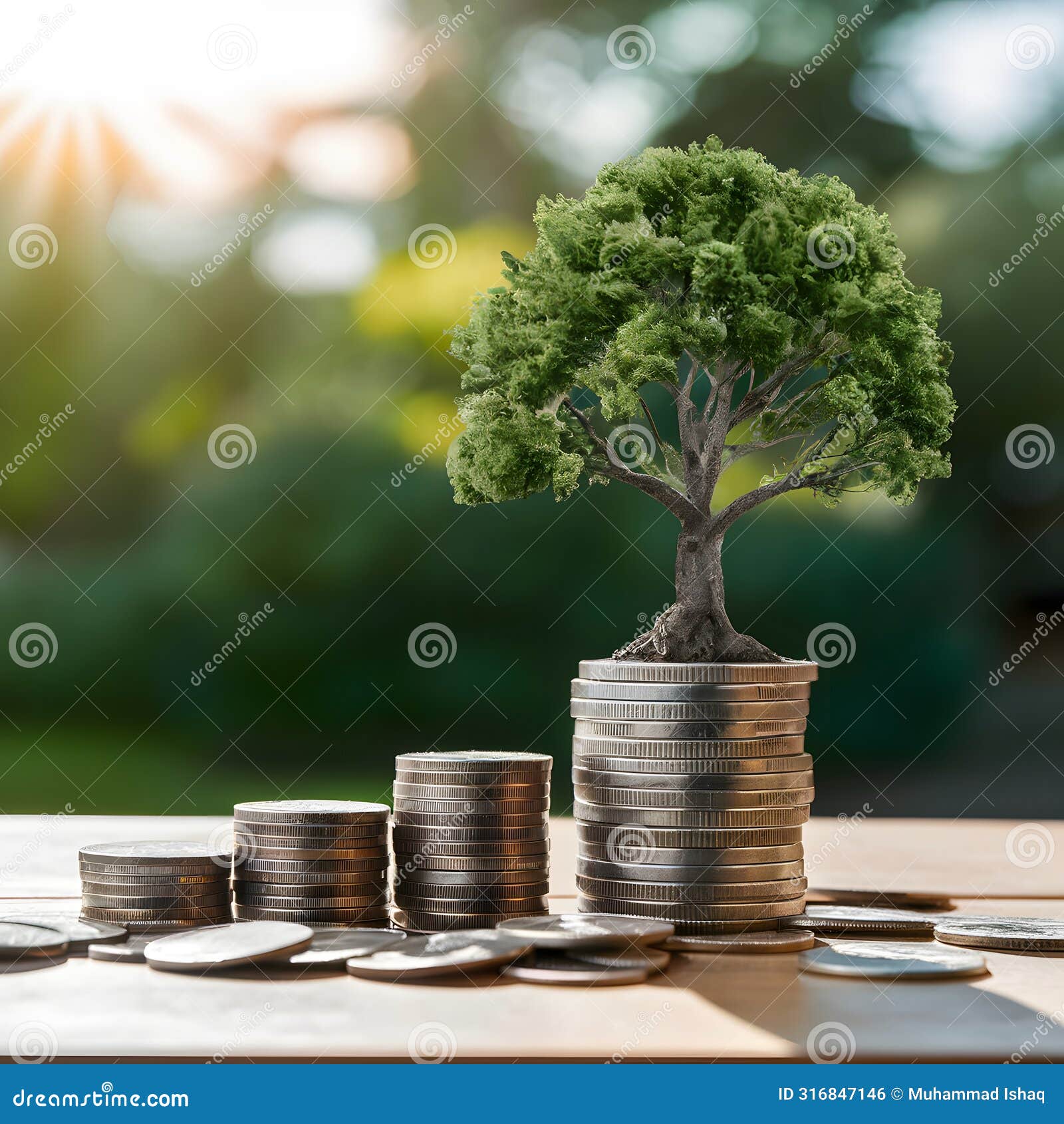 Investment Growth Concept with Stack of Coins and Tree Stock ...
