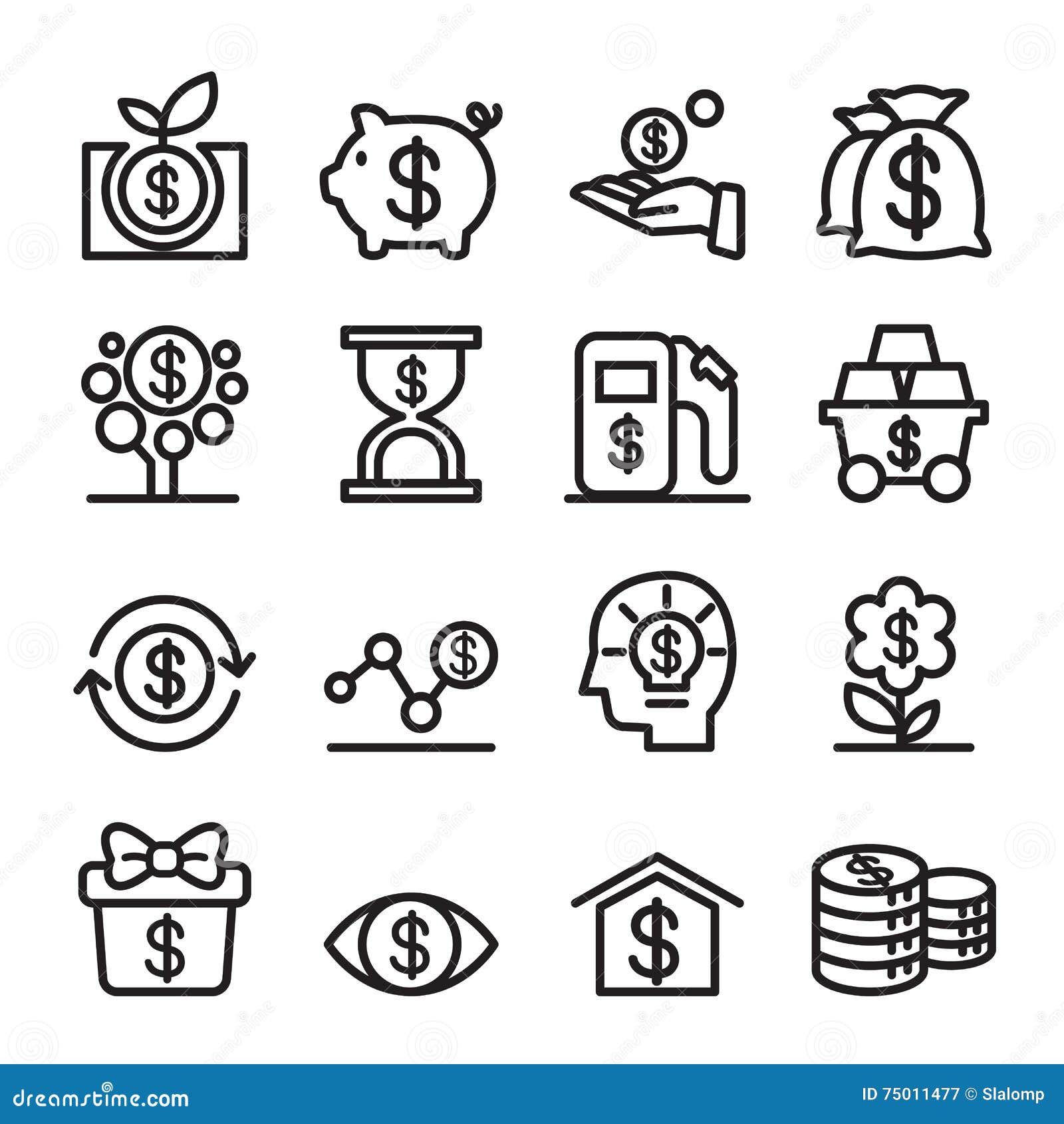 Investment Icon Set in Thin Line Style Vector Illustration Stock Vector ...