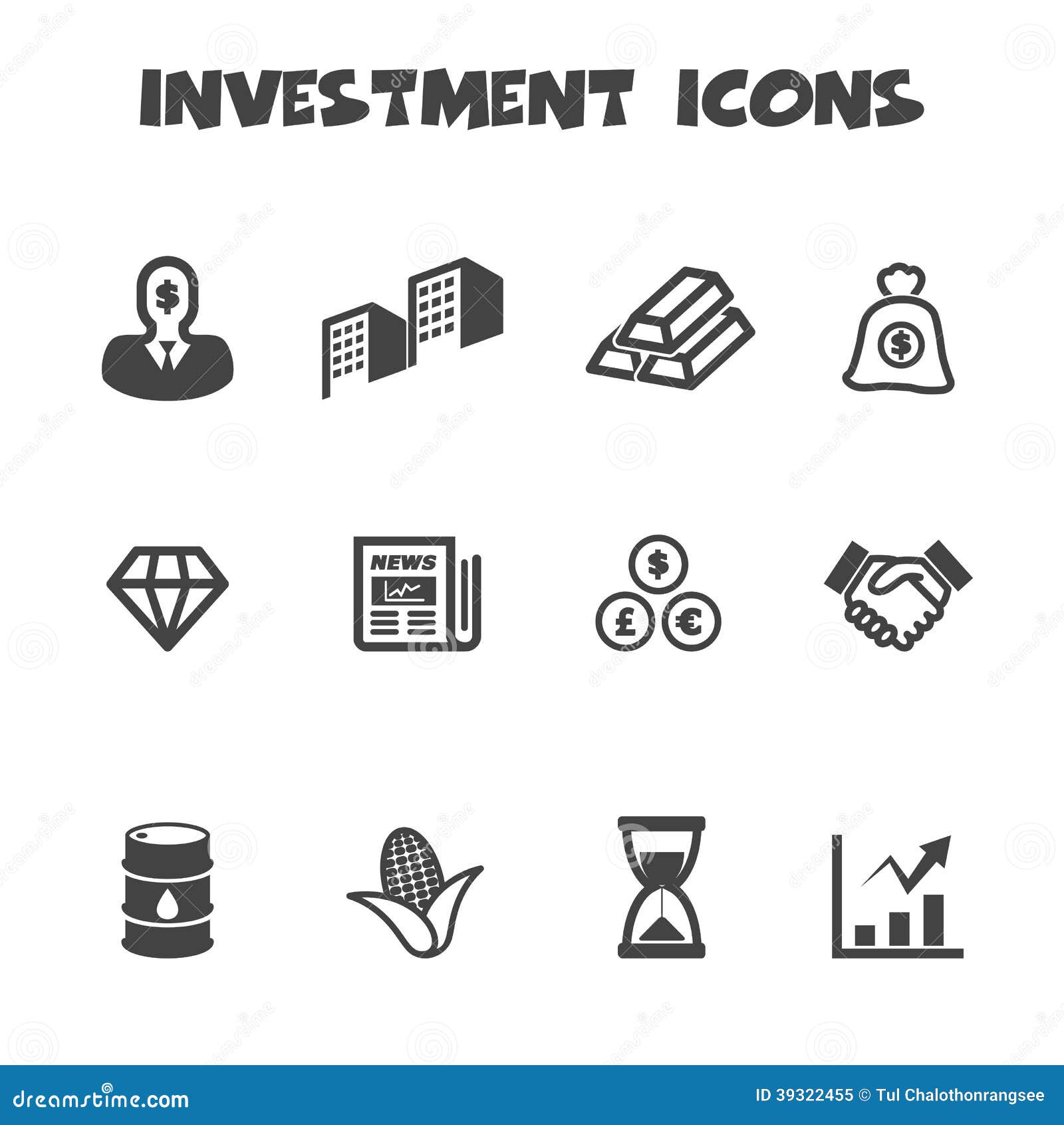 Investment Icons Black Vector Illustration | CartoonDealer.com #56123984