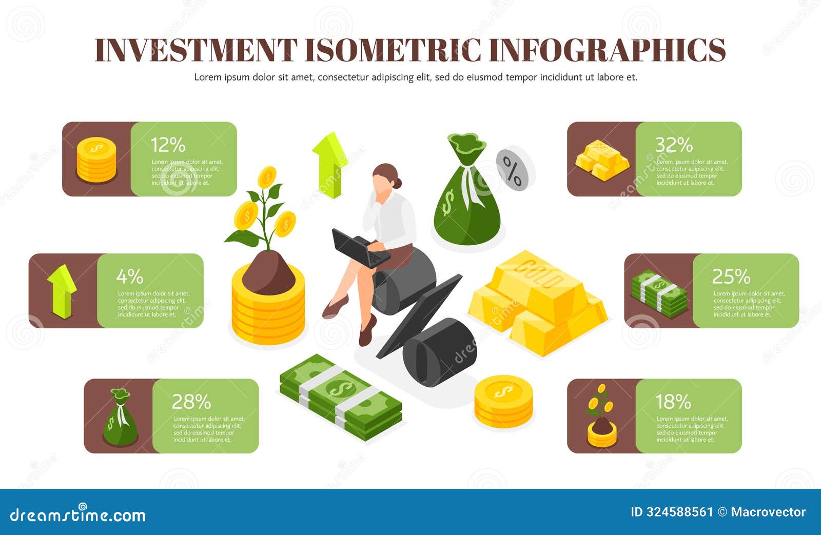 Investment Infographics in Isometric View Stock Illustration ...