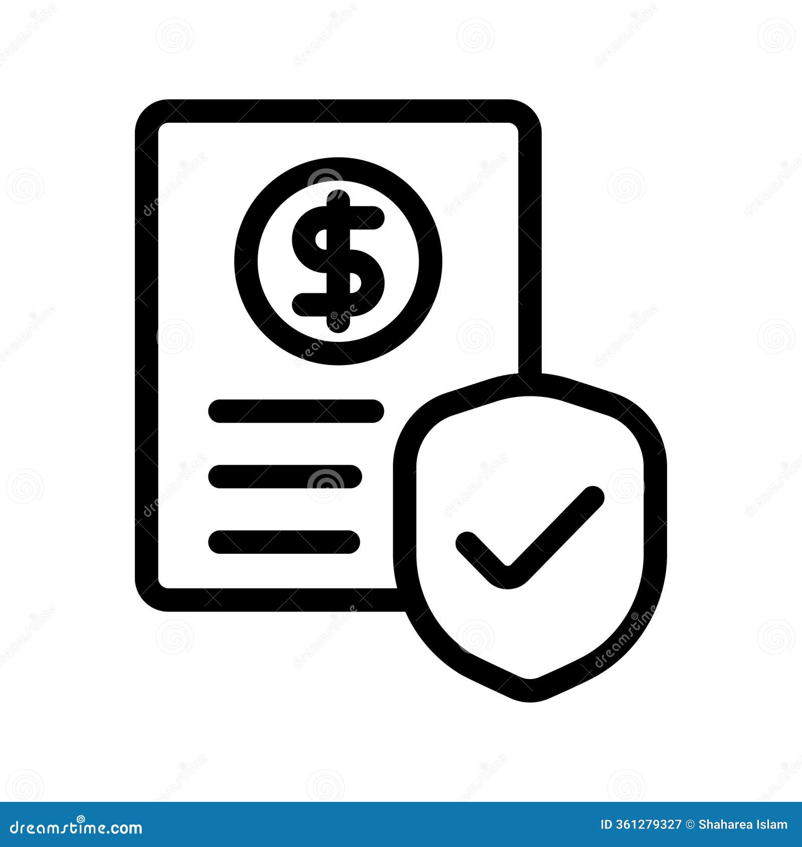 Investment Insurance Thin Line Icon, Protection And Money, Finance ...