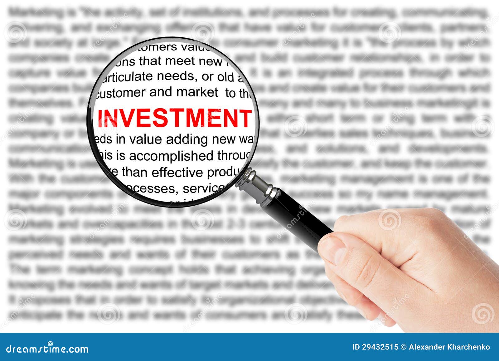 Investment sign stock image. Image of hand, crisis, loupe - 29432515